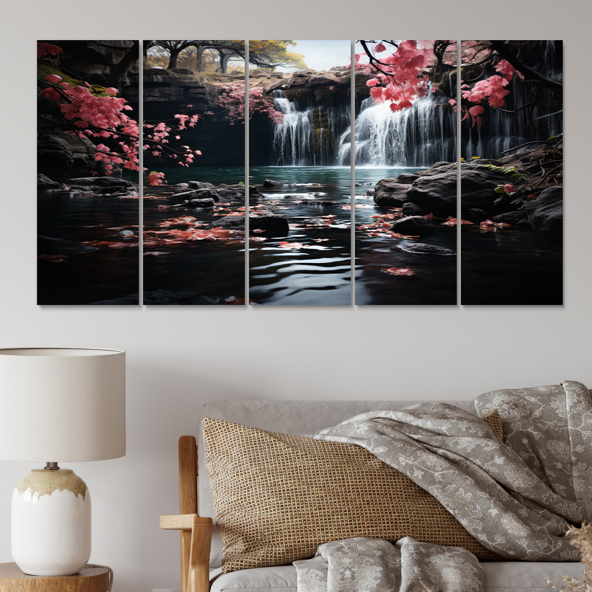 Loon Peak® " Peach Tree Waterfall Natures Elegance II " 5 - Pieces ...