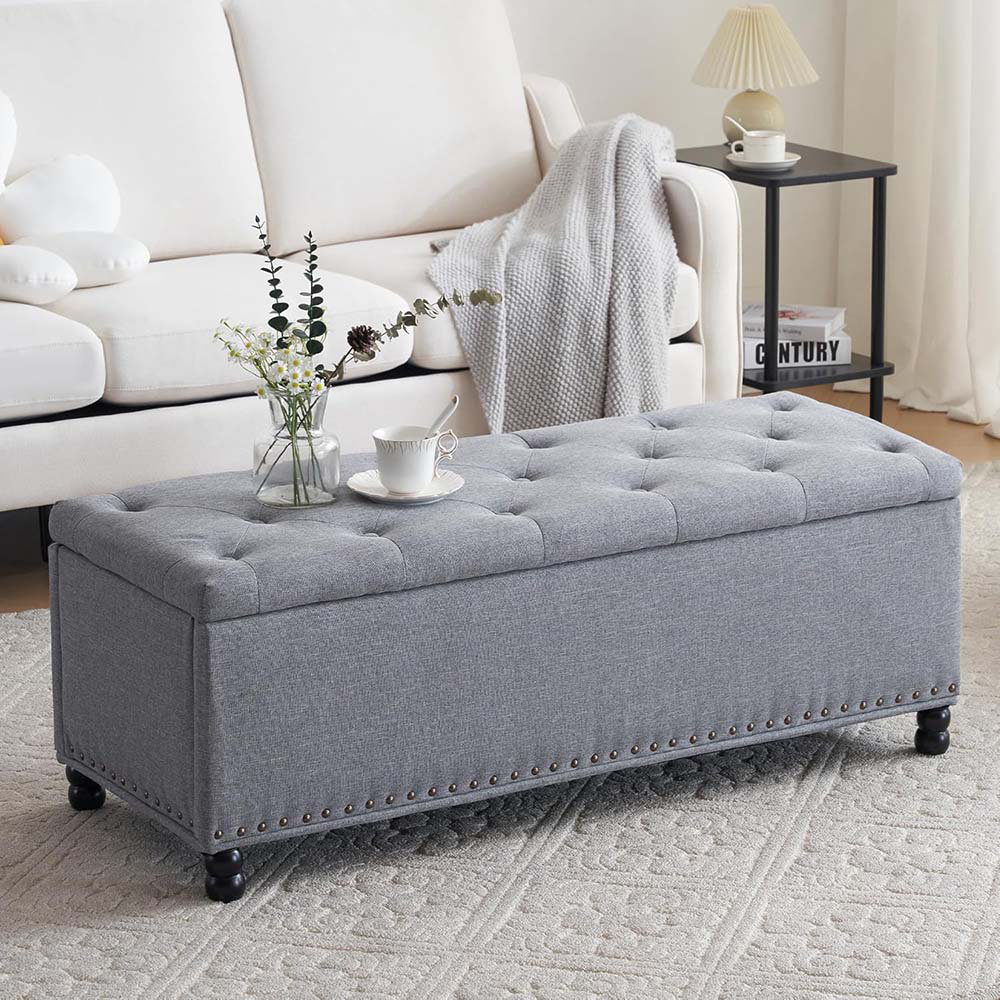 Alcott Hill® Storage Bench, 46 Inch Storage Bench Modern Button-Tufted ...