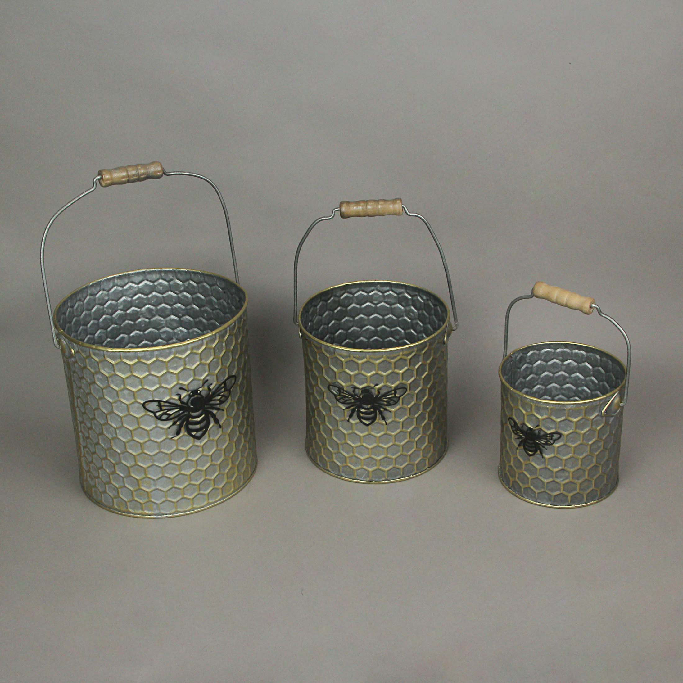 Rosalind Wheeler Galvanized Metal Honeycomb Bumblebee Nesting Buckets ...