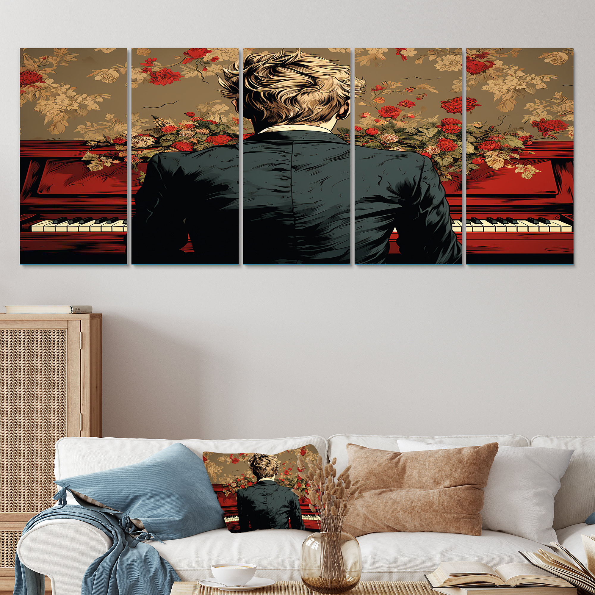 Lark Manor™ Vintage Red Classic Piano Musician Gelegance - Music Piano ...