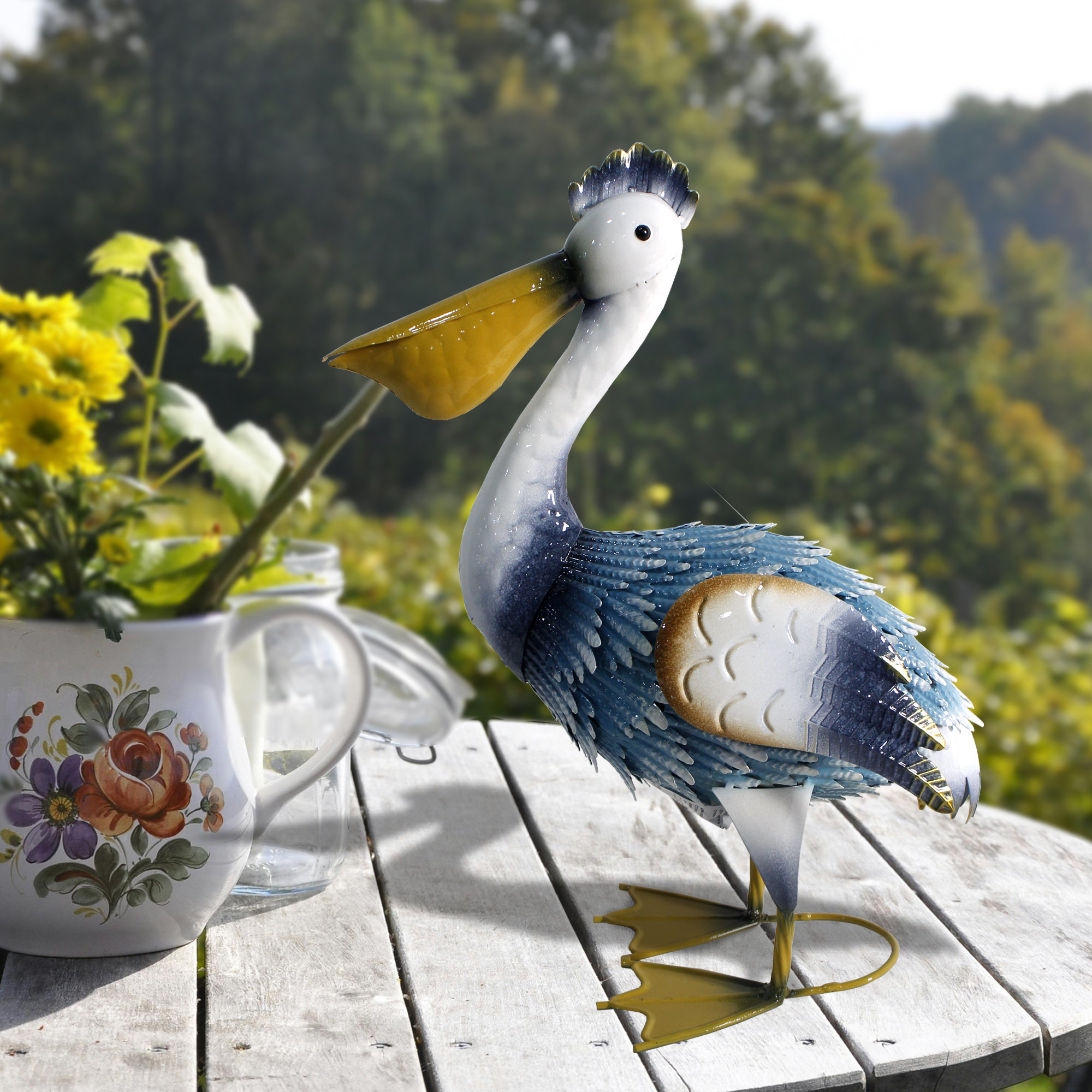 Arlmont & Co. Trevorr Pelican Statues Outdoor Decor, 18" Coastal Ocean ...