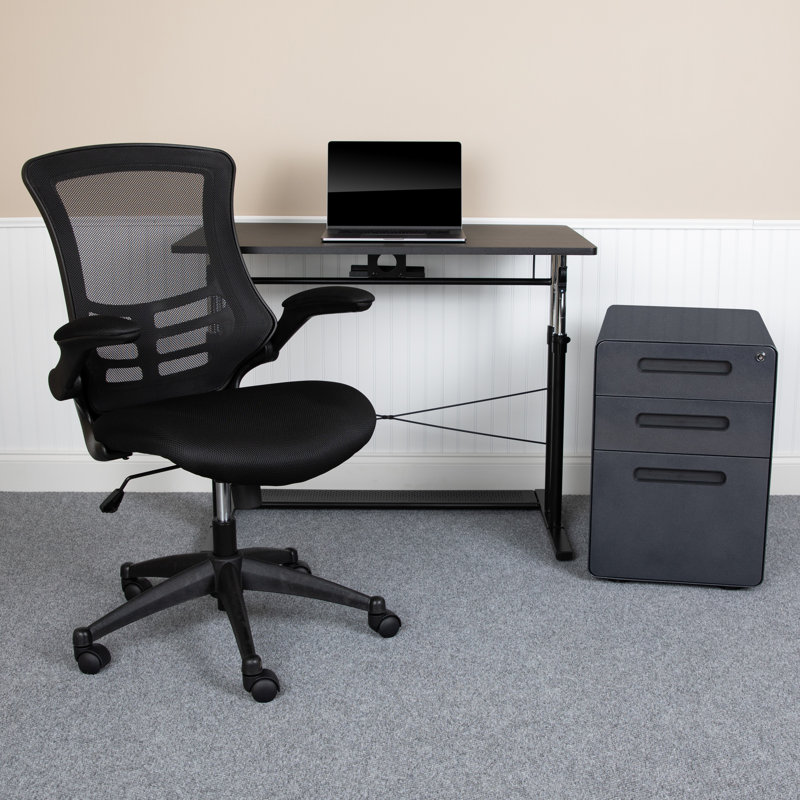Symple Stuff Berezinsky Ergonomic Desk, Chair and Filing Cabinet Set ...