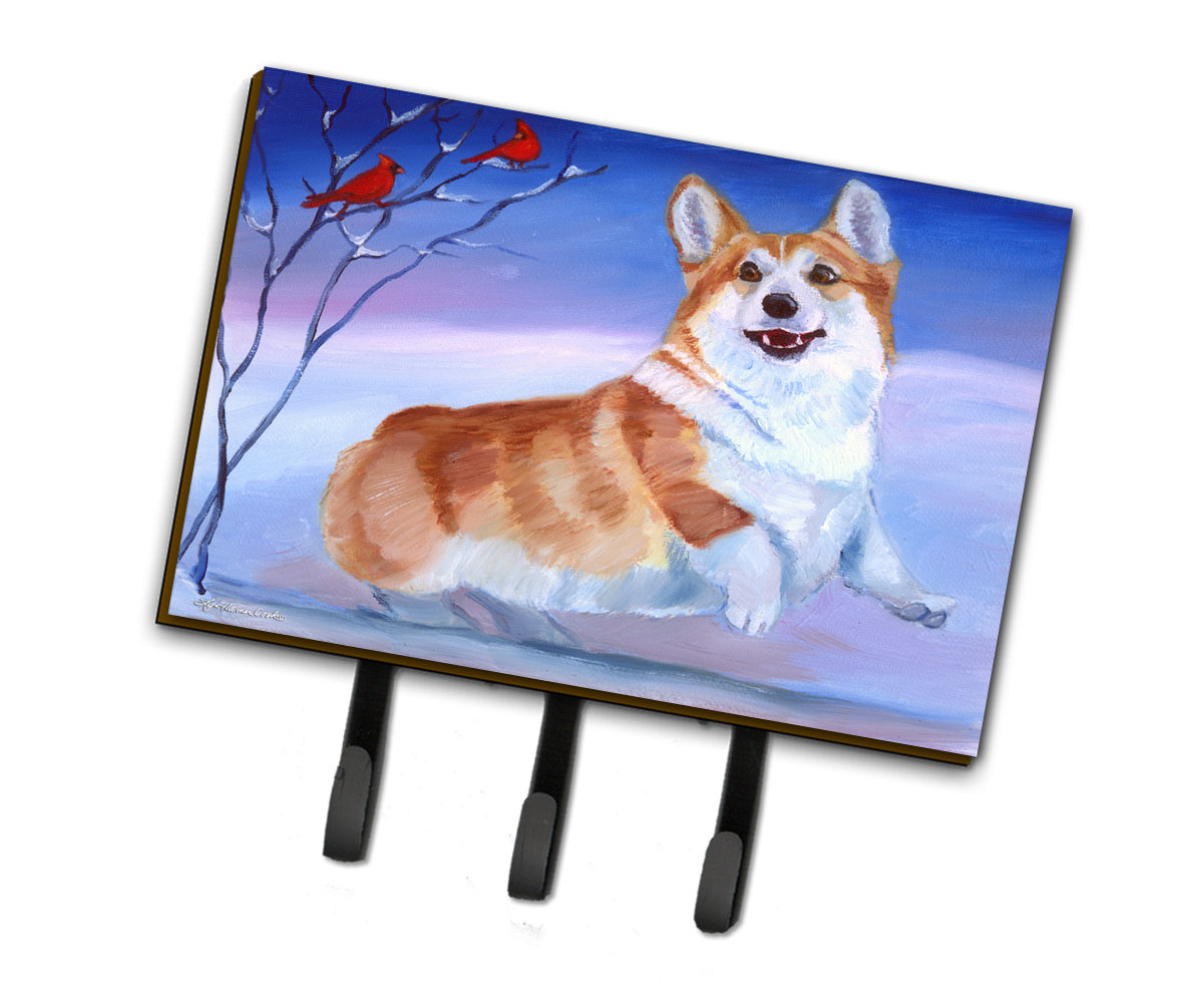 East Urban Home Corgi Snow Cardinal Wall Key Organizer with Key Hooks ...