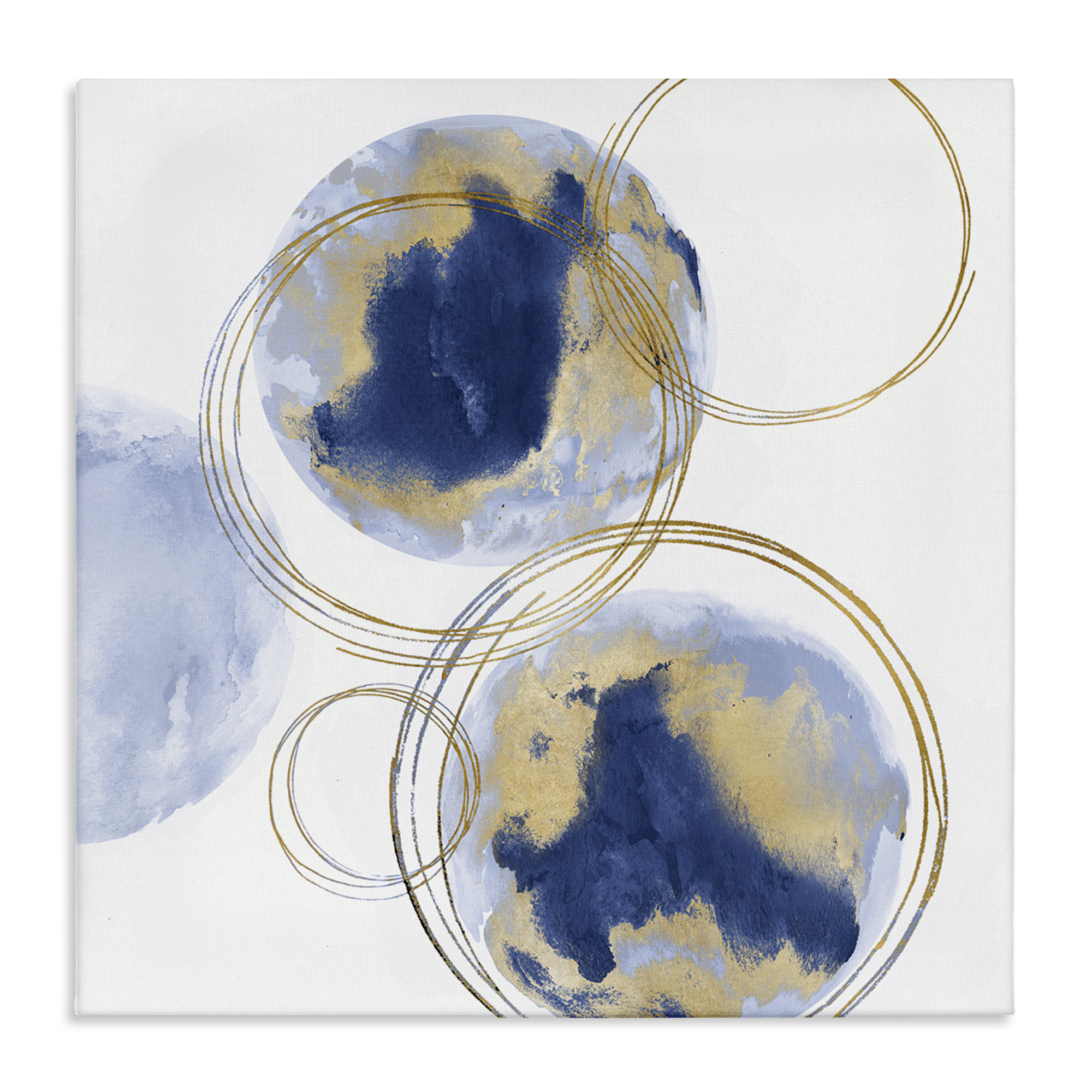 Mercer41 Golden Rings and Blue Circle - Painting on Canvas - Wayfair Canada