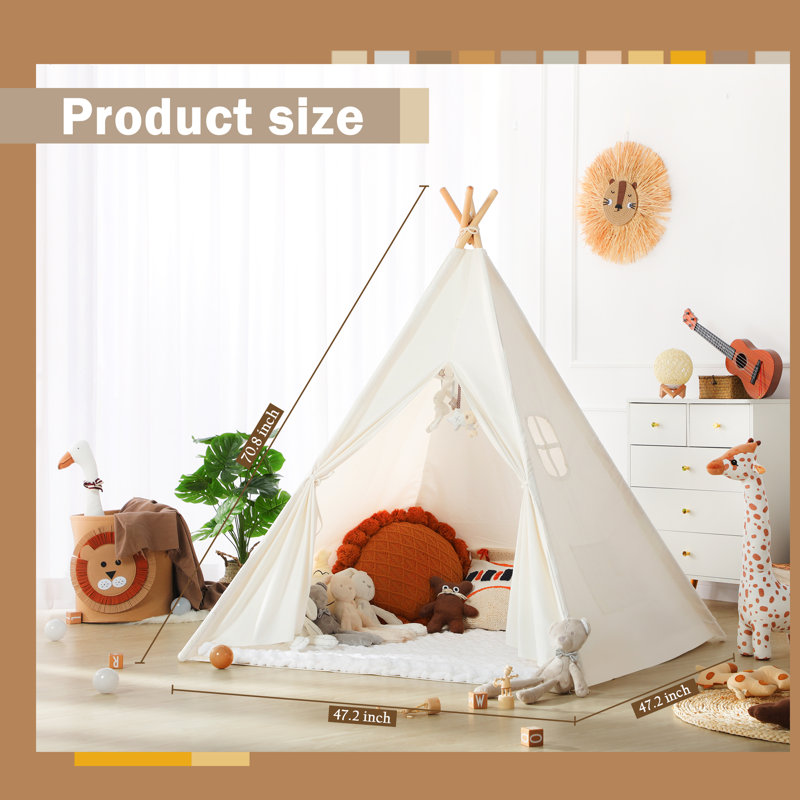 Wilwolfer Indoor/Outdoor Use Canvas Triangular Play Tent with Carrying ...