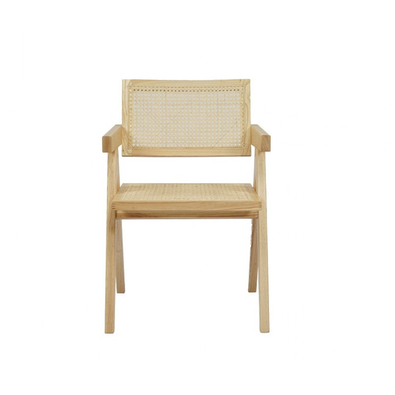 Bayou Breeze Natural Wood Open Back Dining Arm Chair | Wayfair