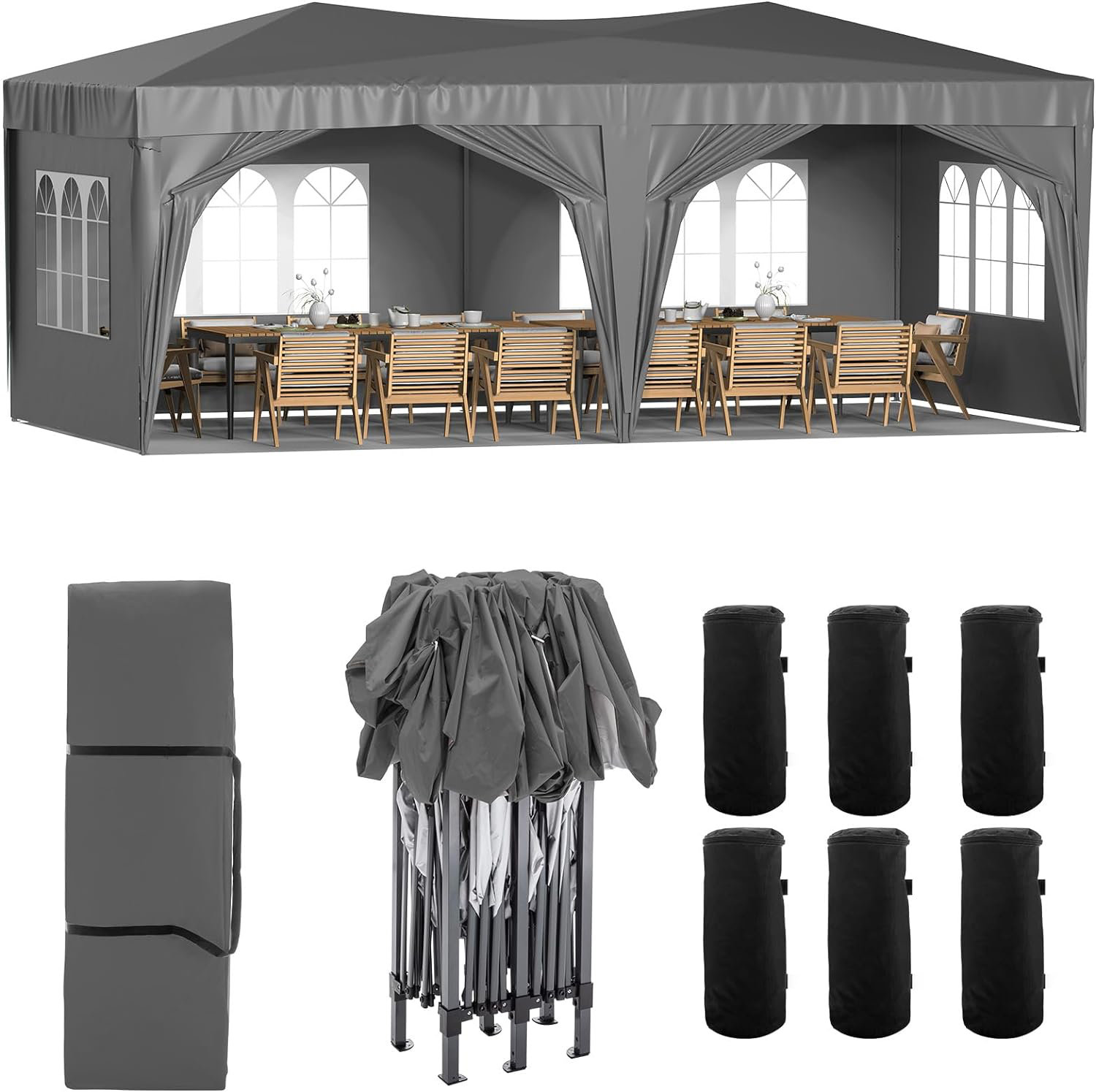 Sapphome 10 Ft. W x 20 Ft. D Steel Party Tent | Wayfair