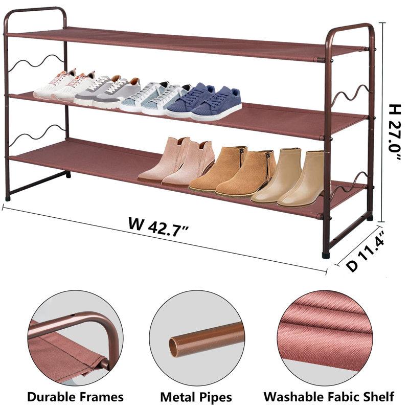 Rebrilliant 3-Tier Shoe Rack Stackable | Wayfair