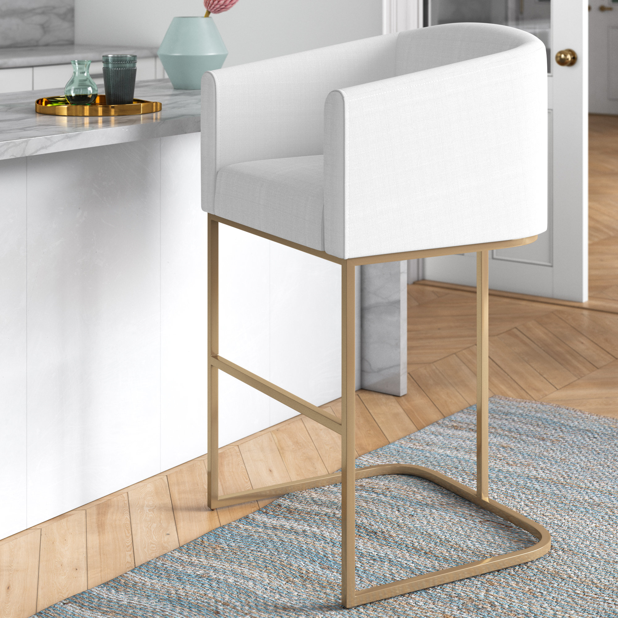 Everly Quinn Echo White 32" Bar Stool - Wayfair Canada
