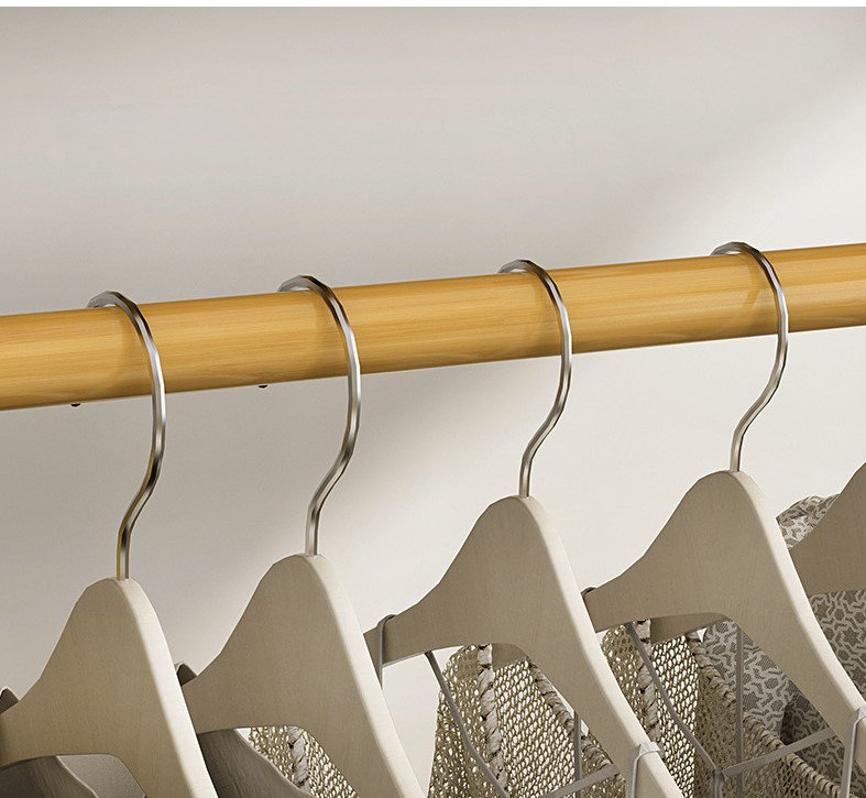 Rebrilliant Bamboo Deluxe Clothing Shelf with Hanging Rods and Storage ...