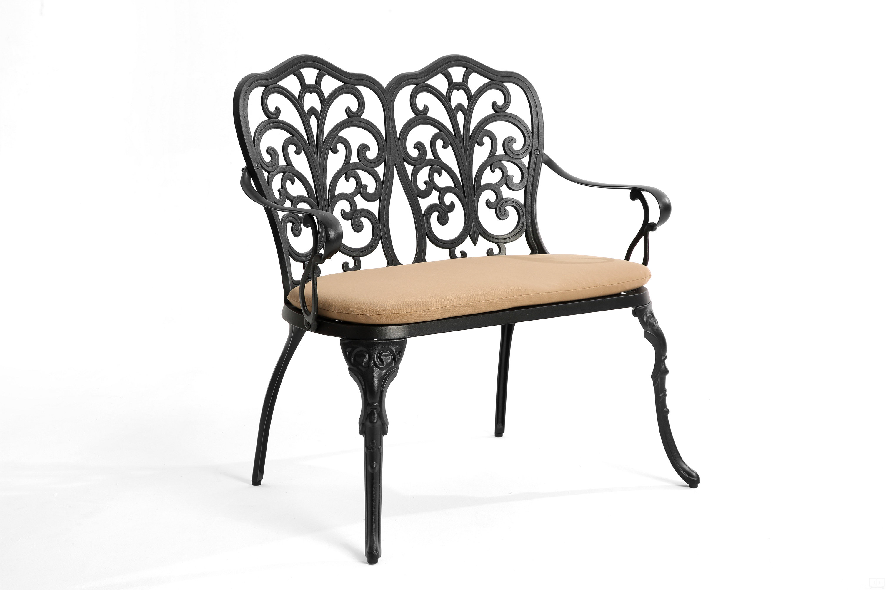 Astoria Grand Cast Aluminium Bench With Cushion | Wayfair