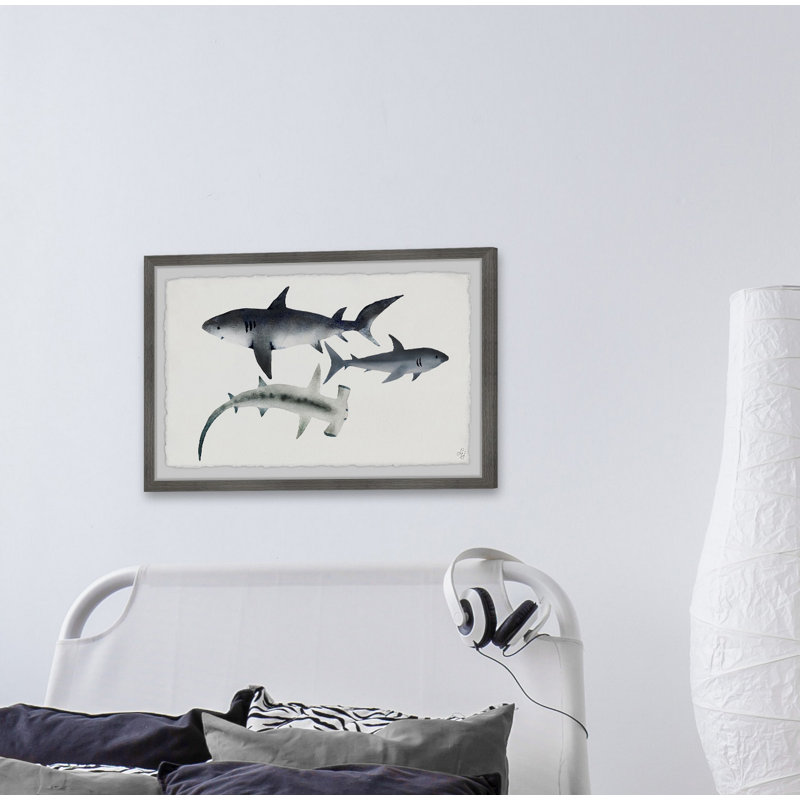 Isabelle & Max™ Clauson 'Sharks' Framed Print | Wayfair