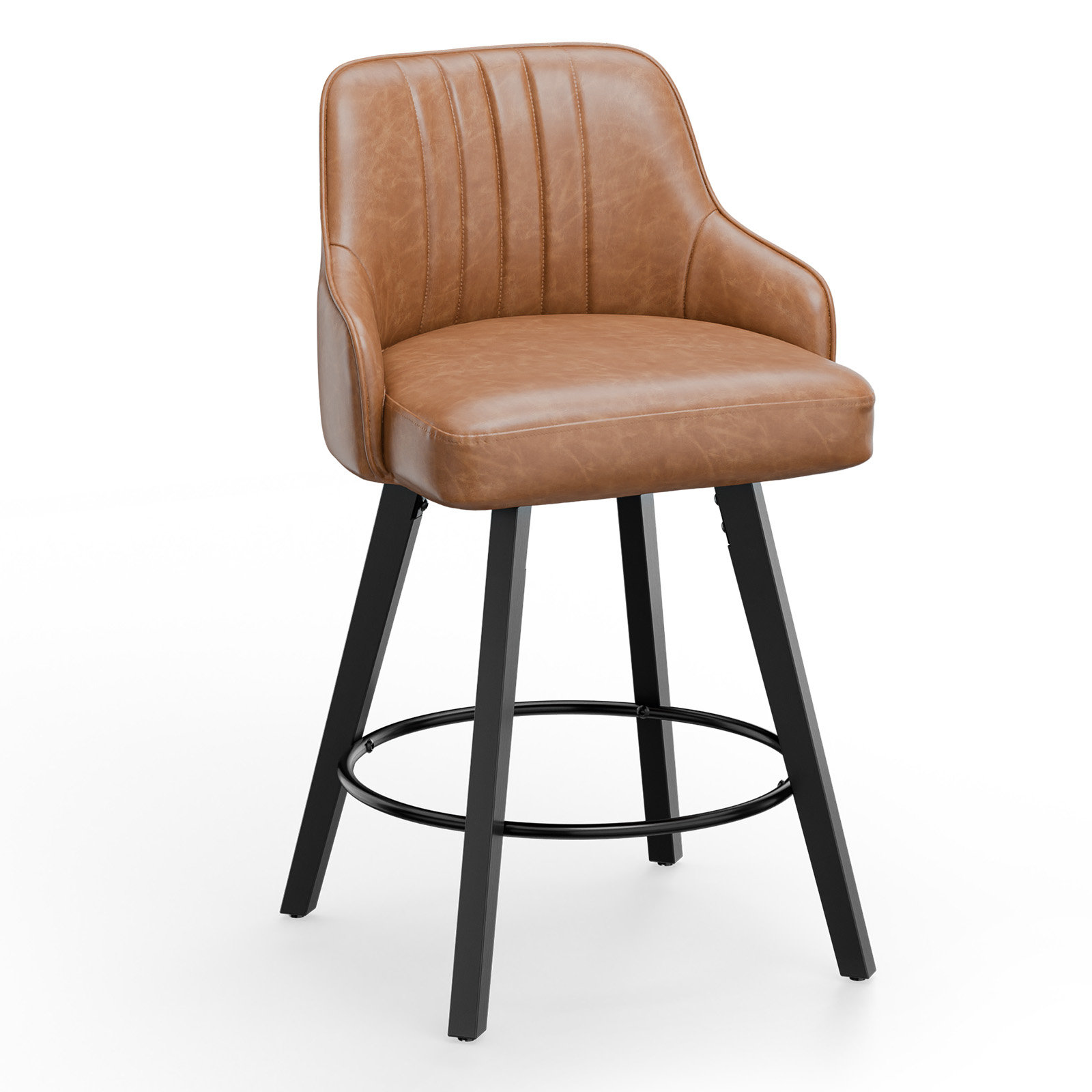 Corrigan Studio® Thick Padded Cushion Wood Legs Modern Bar Stool With ...