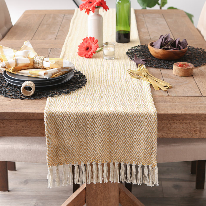 Gracie Oaks Desta Rectangle Cotton Table Runner & Reviews | Wayfair