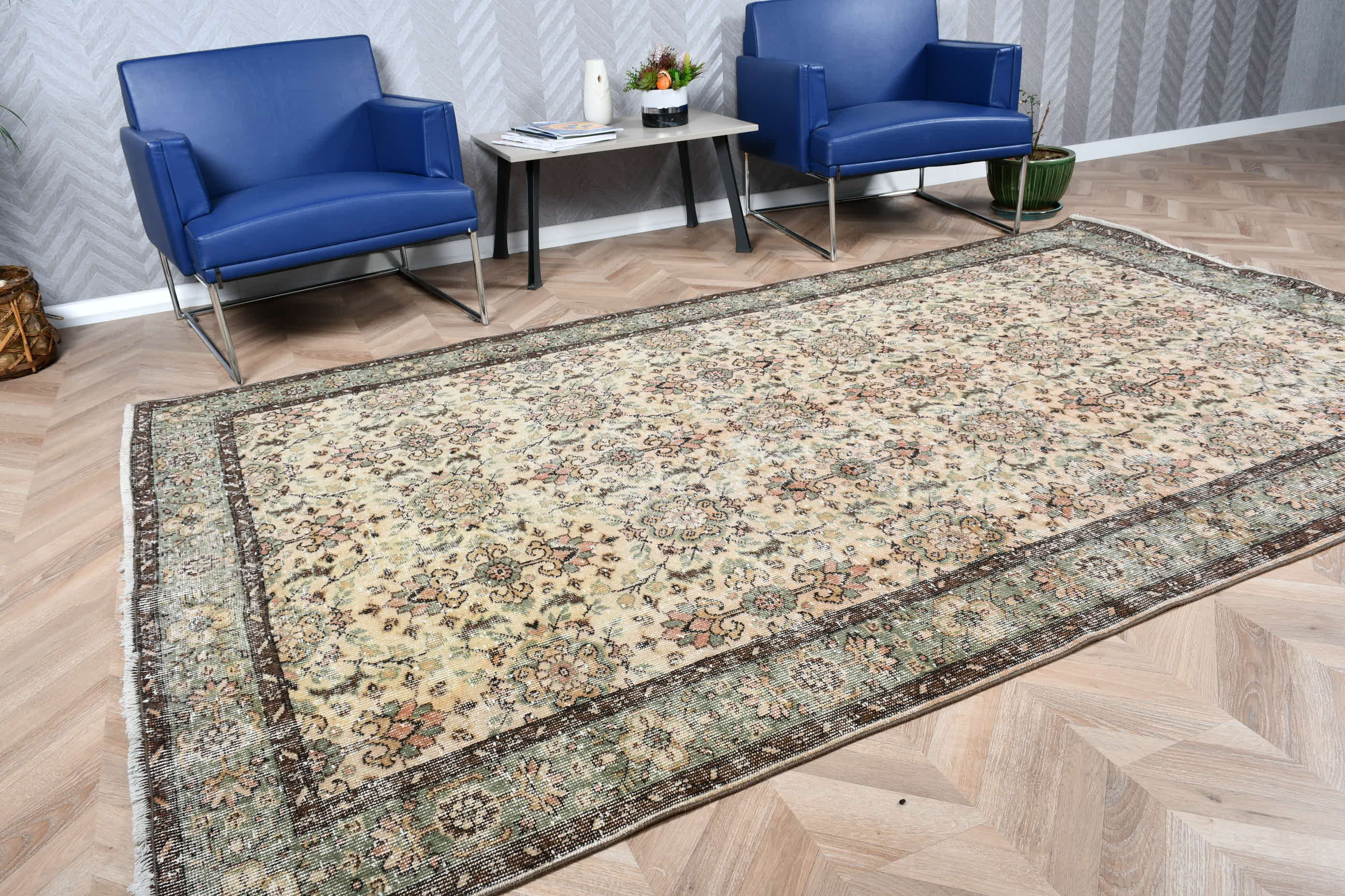 Charlton Home® Large Beige Antique Oushak Turkish Rug Ideal For ...