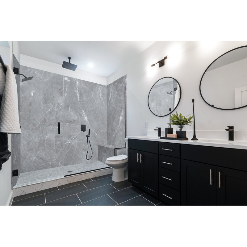 Polymarm 60" W 80" 60" D Three Wall Composite Shower Wall Panel ...