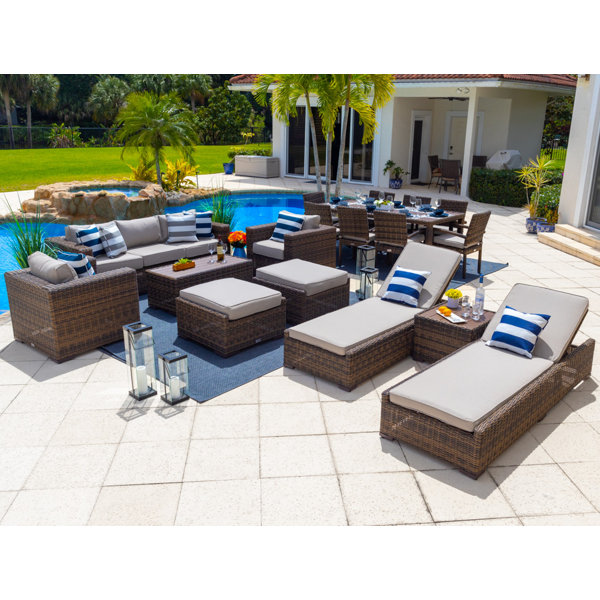 Latitude Run® Centralmont 18 Piece Rattan Complete Patio Set with ...