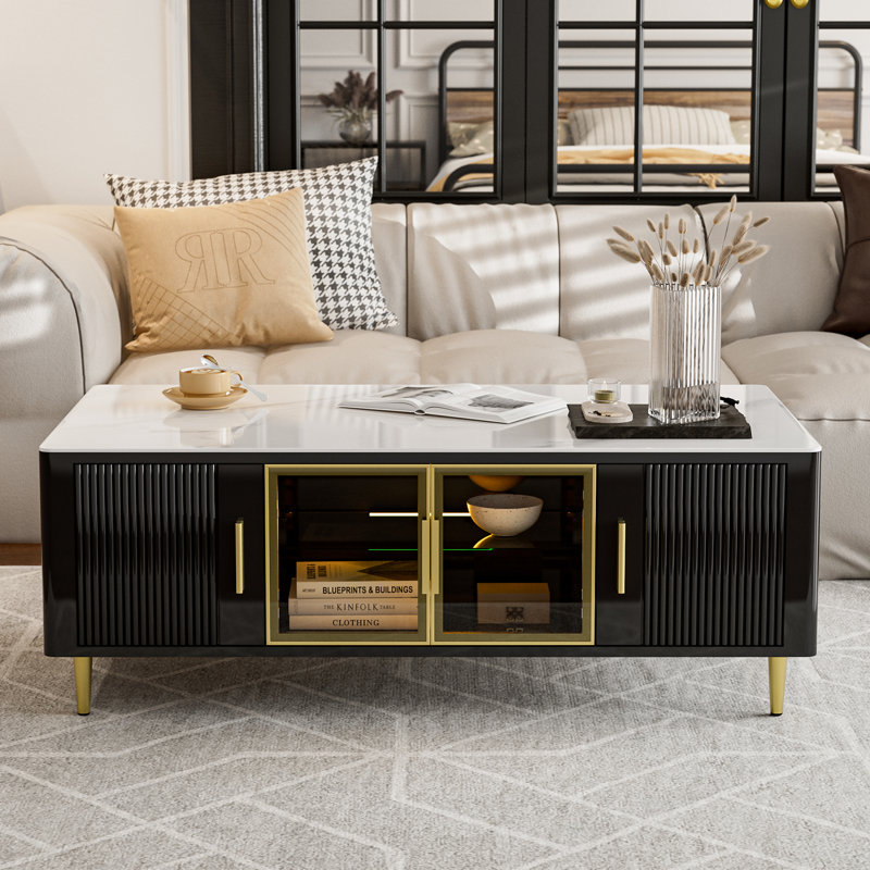 Brayden Studio® Colombano Modern LED Slate Coffee Table With 16 Colors ...