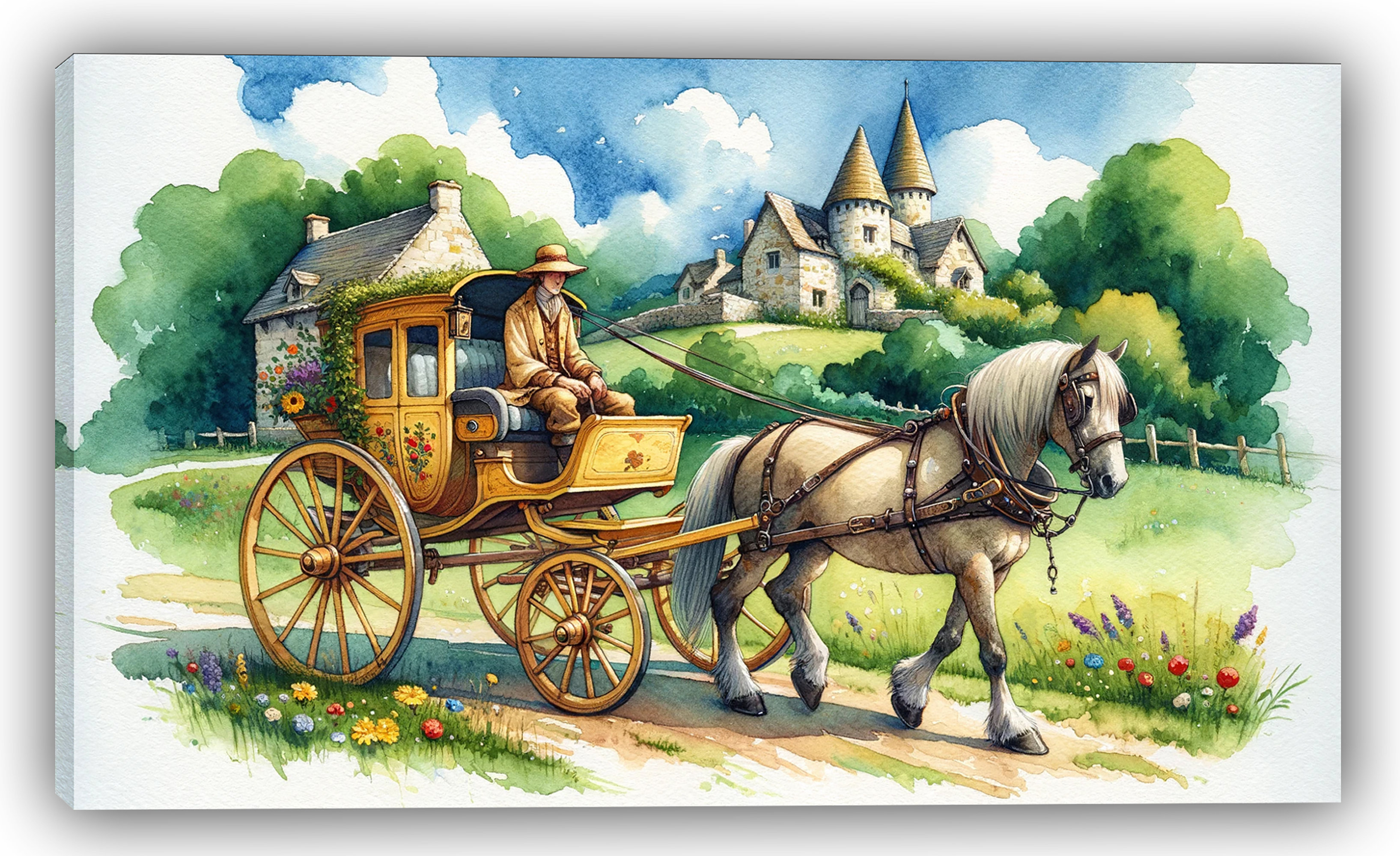 Winston Porter " Vintage Countryside Carriage: Rustic Castle Journey ...