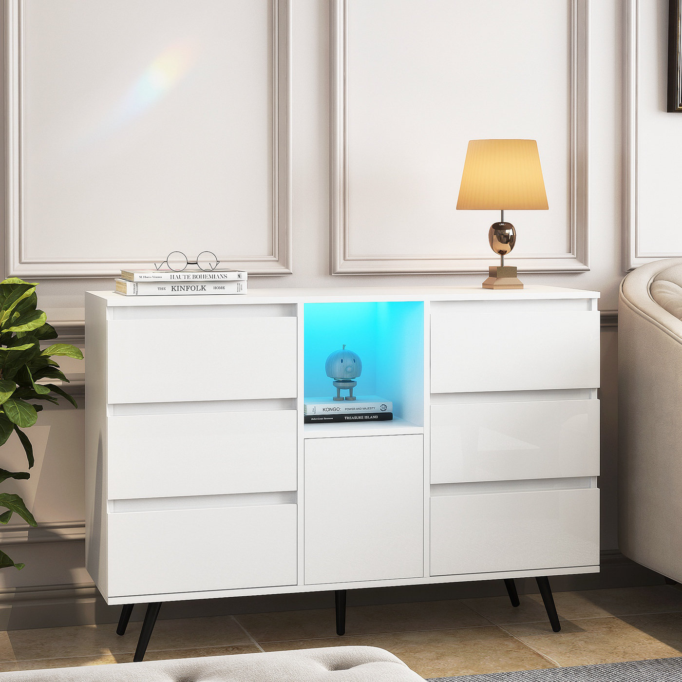 George Oliver Hulbard 46.18 Modern Sideboard with lights Sideboards And ...