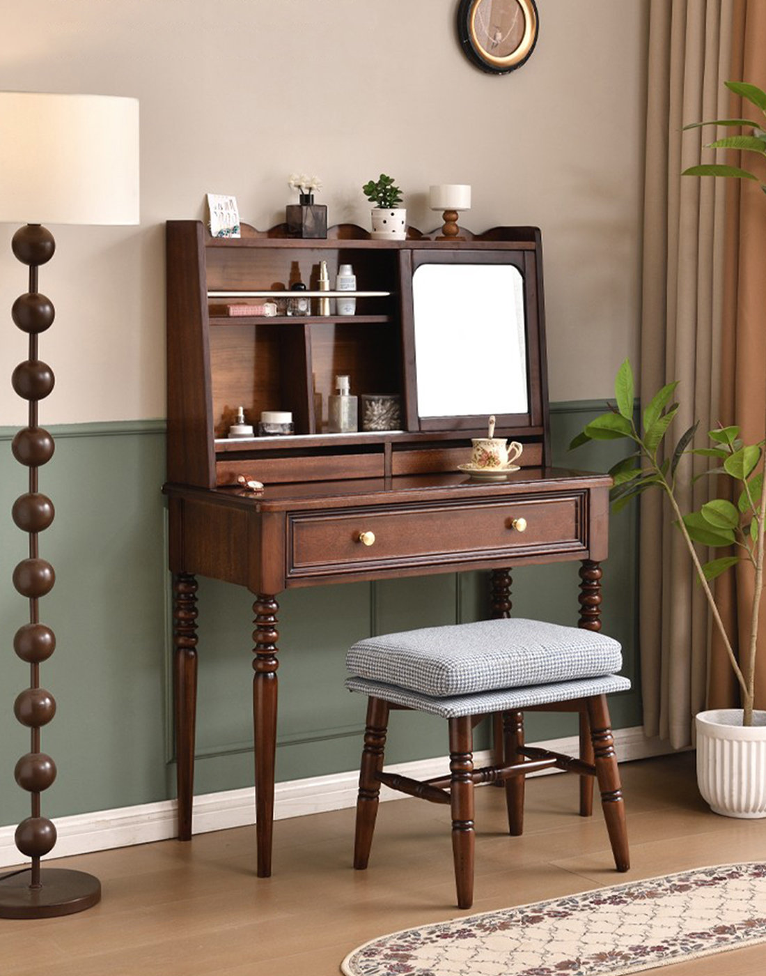 Canora Grey Medieval Style Solid Wood Storage Makeup Vanities | Wayfair
