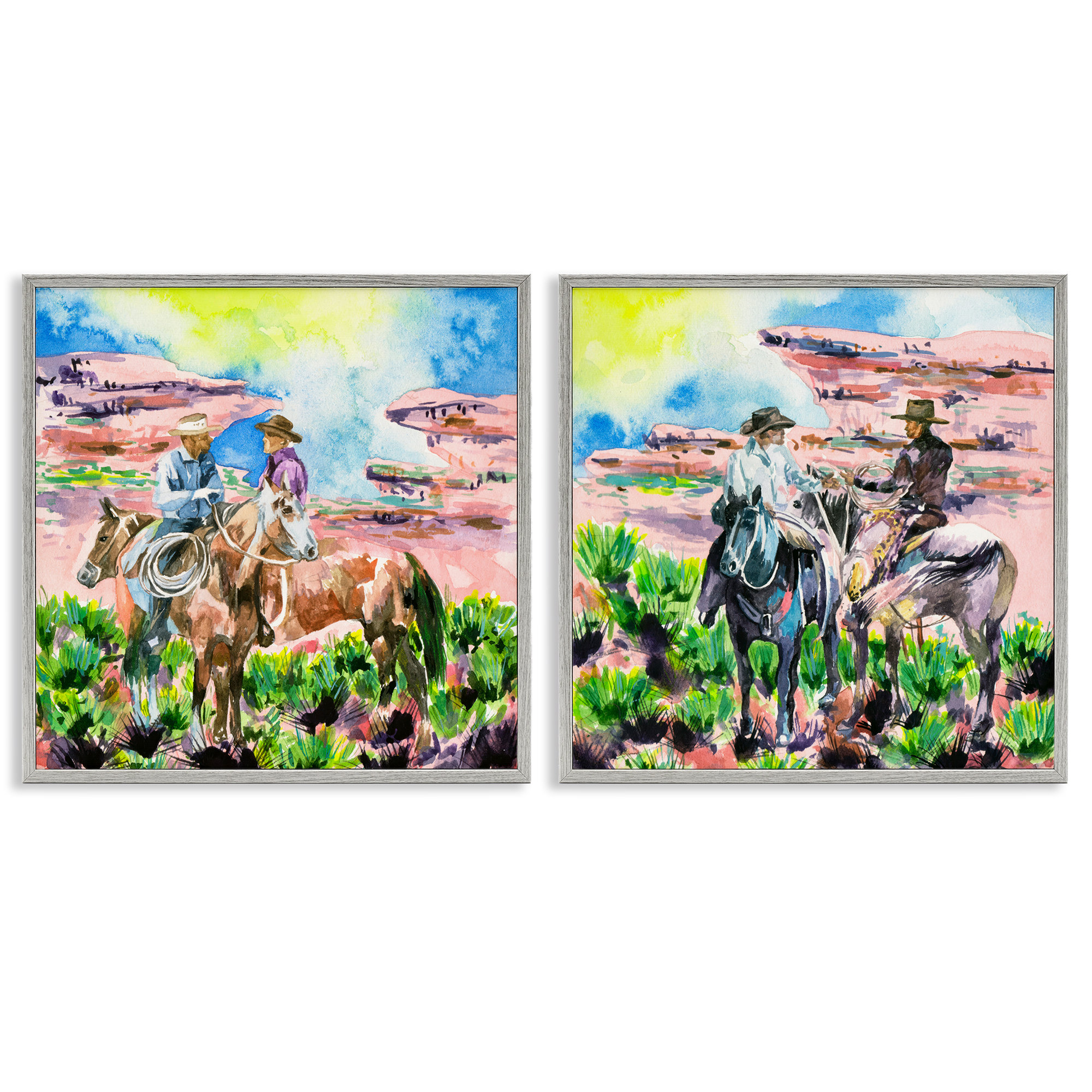 Winston Porter Cowboys Under Western Sun 2 PC Giclee Art Set by Melissa ...