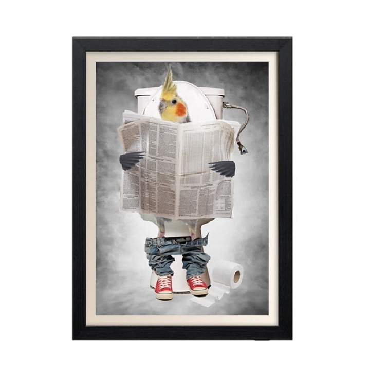Maturi Cockatiel On Toilet - Funny Bathroom Print - Animal Bird Picture ...