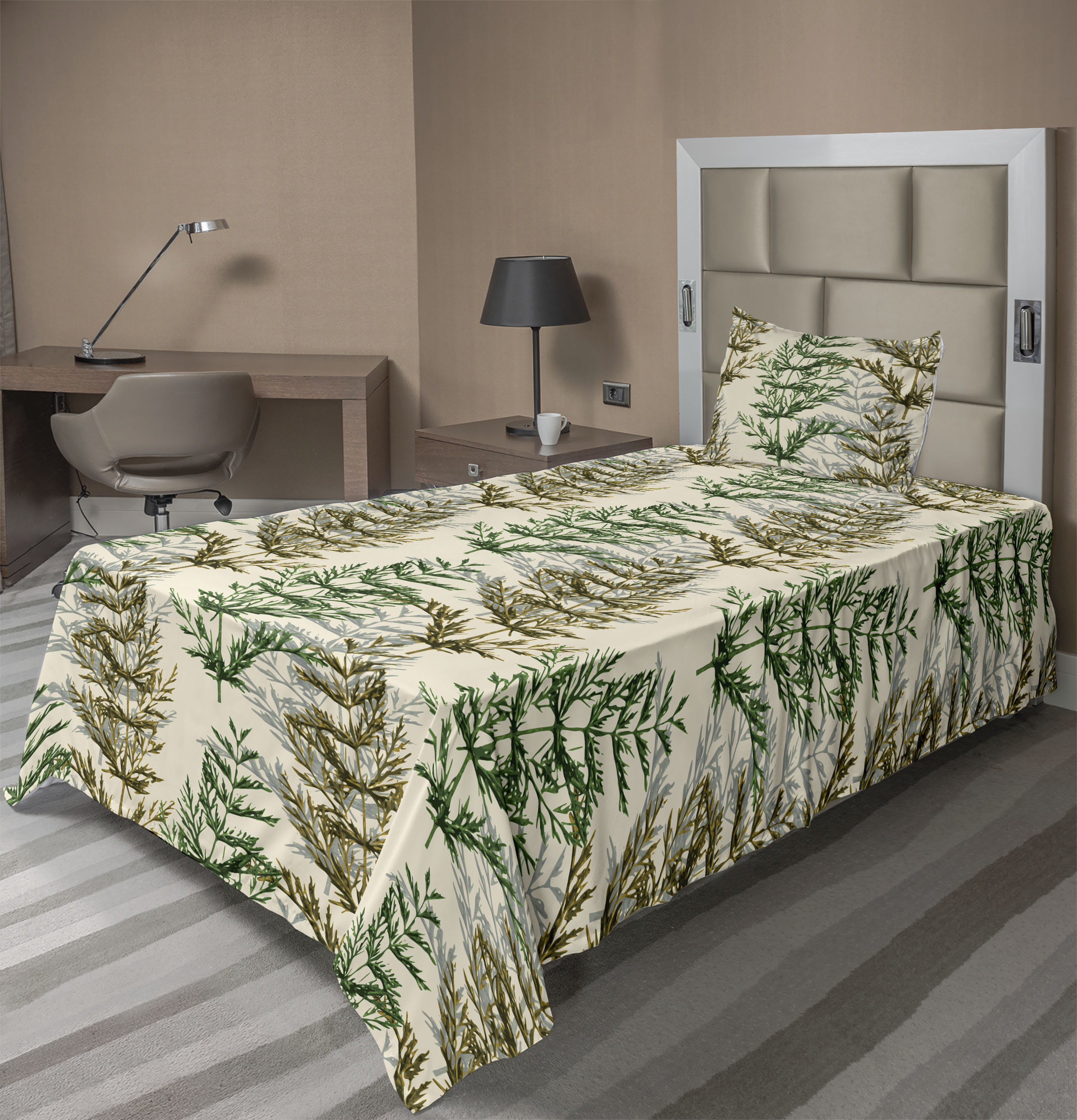 Ambesonne Woodland Sheet Set Nature Woods Pattern Boho Beige Emerald ...
