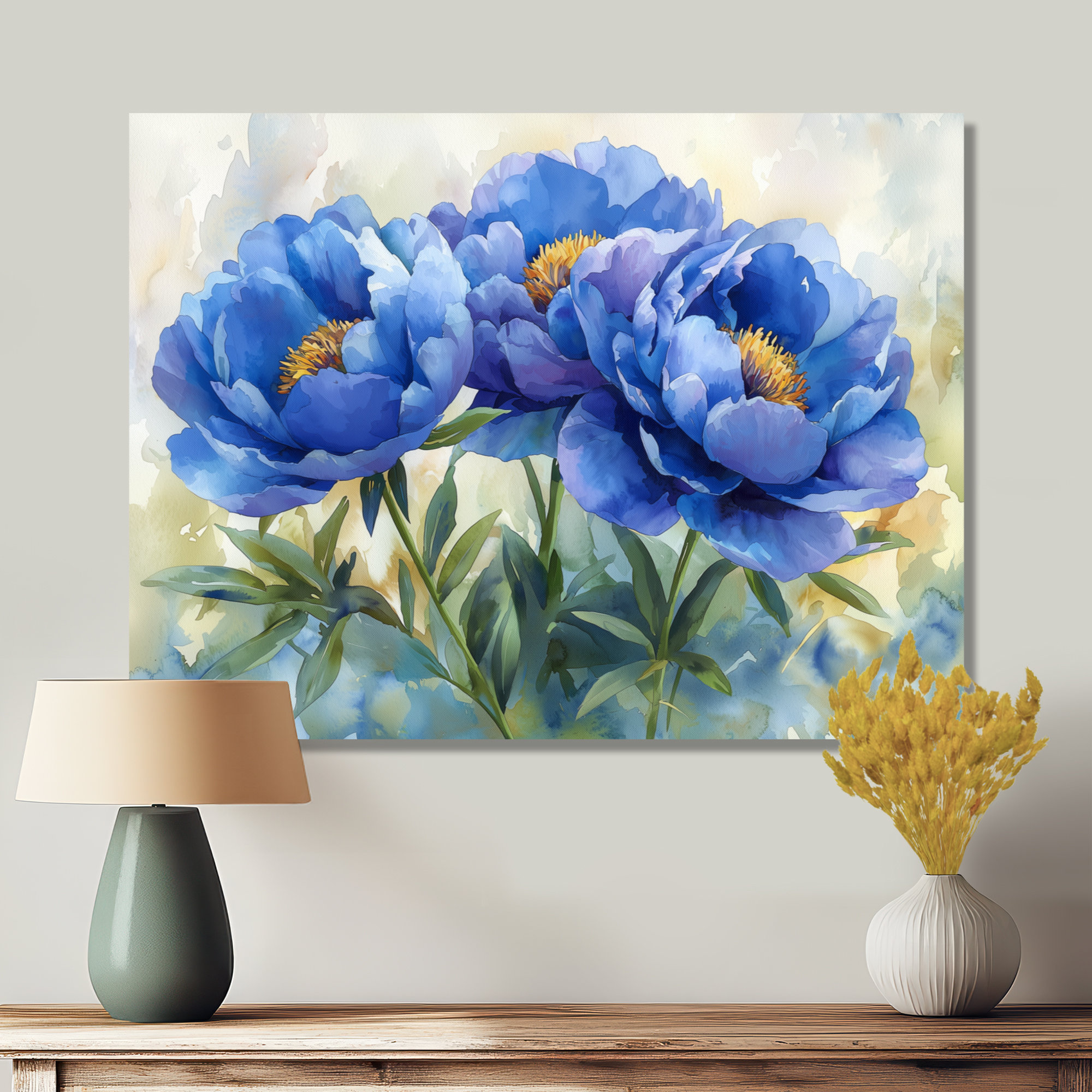 Lark Manor™ Isgard Blue Peonies In The Meadow II - Peonies Wall Art ...