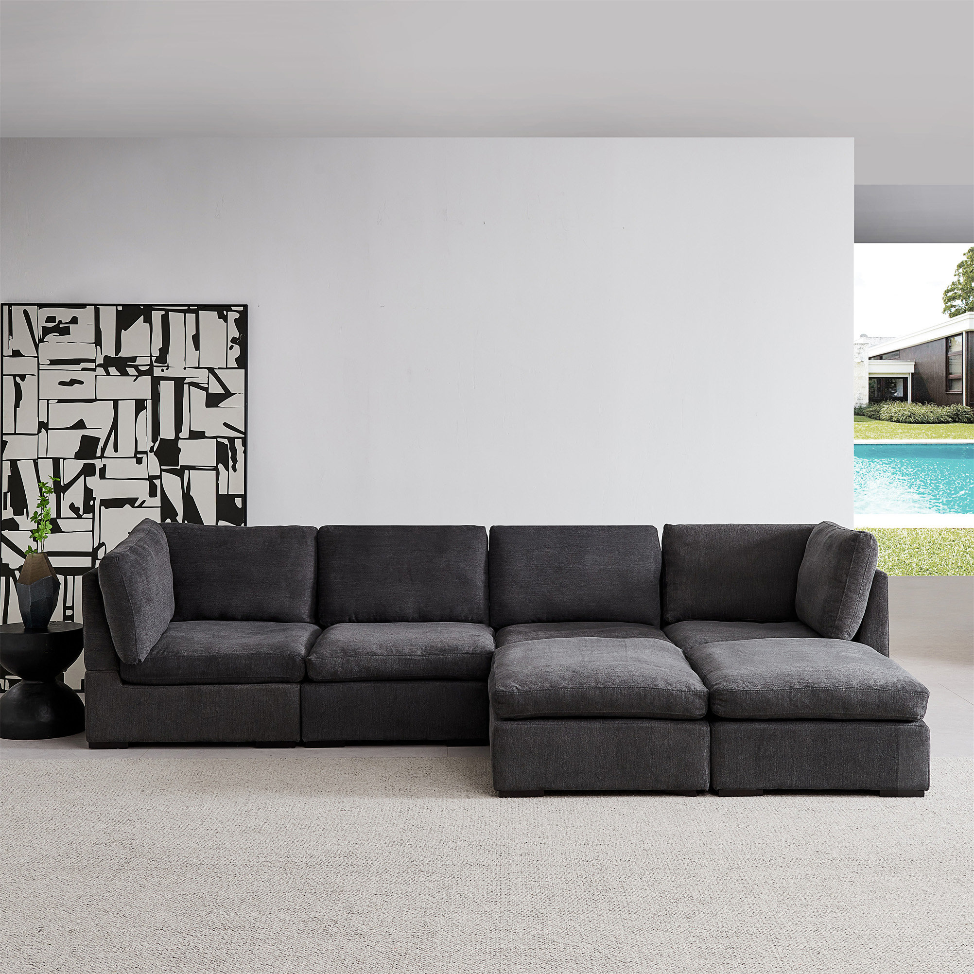 Hokku Designs Modular Sofa With Ottoman | Wayfair