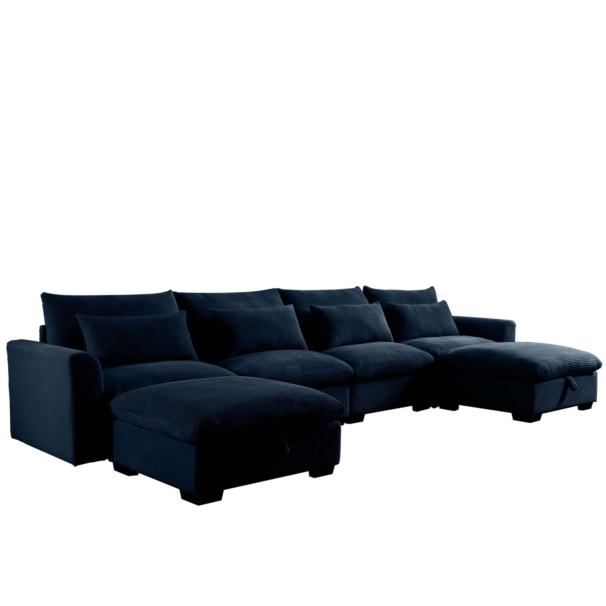 Latitude Run® Big Deep Seat U-Shaped Corduroy Sectional Couches For ...