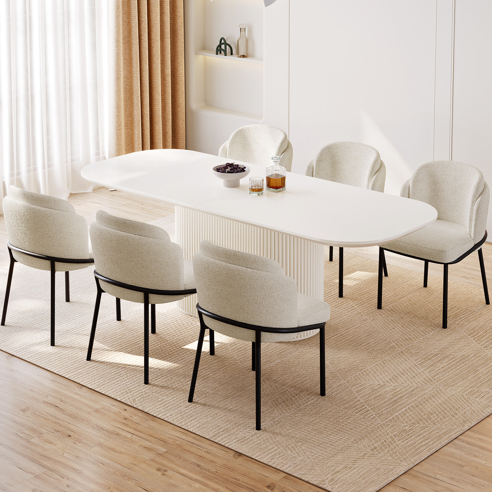 Corrigan Studio® White Dining Table Set,Modern Dining Room Table With ...