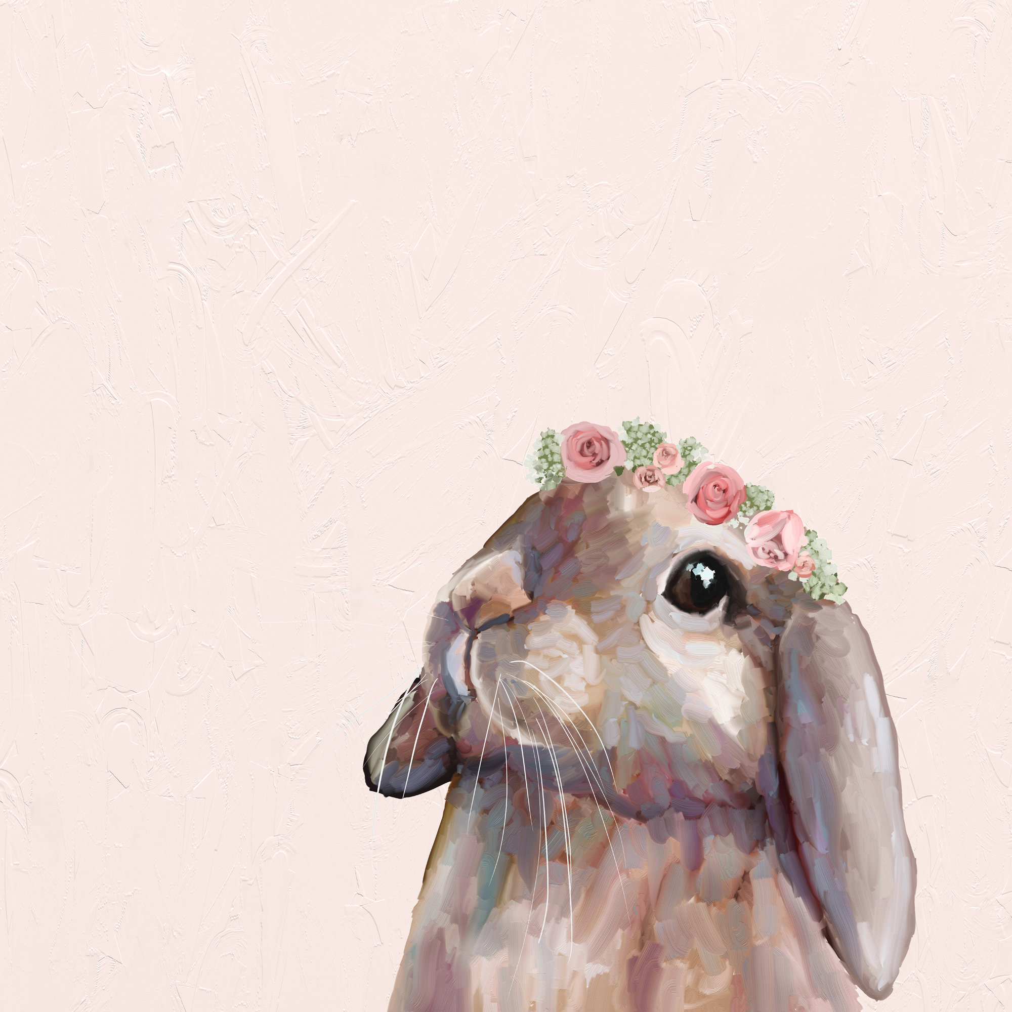 August Grove Bunny with Flower Crown by Cathy Walters - Wrapped Canvas ...