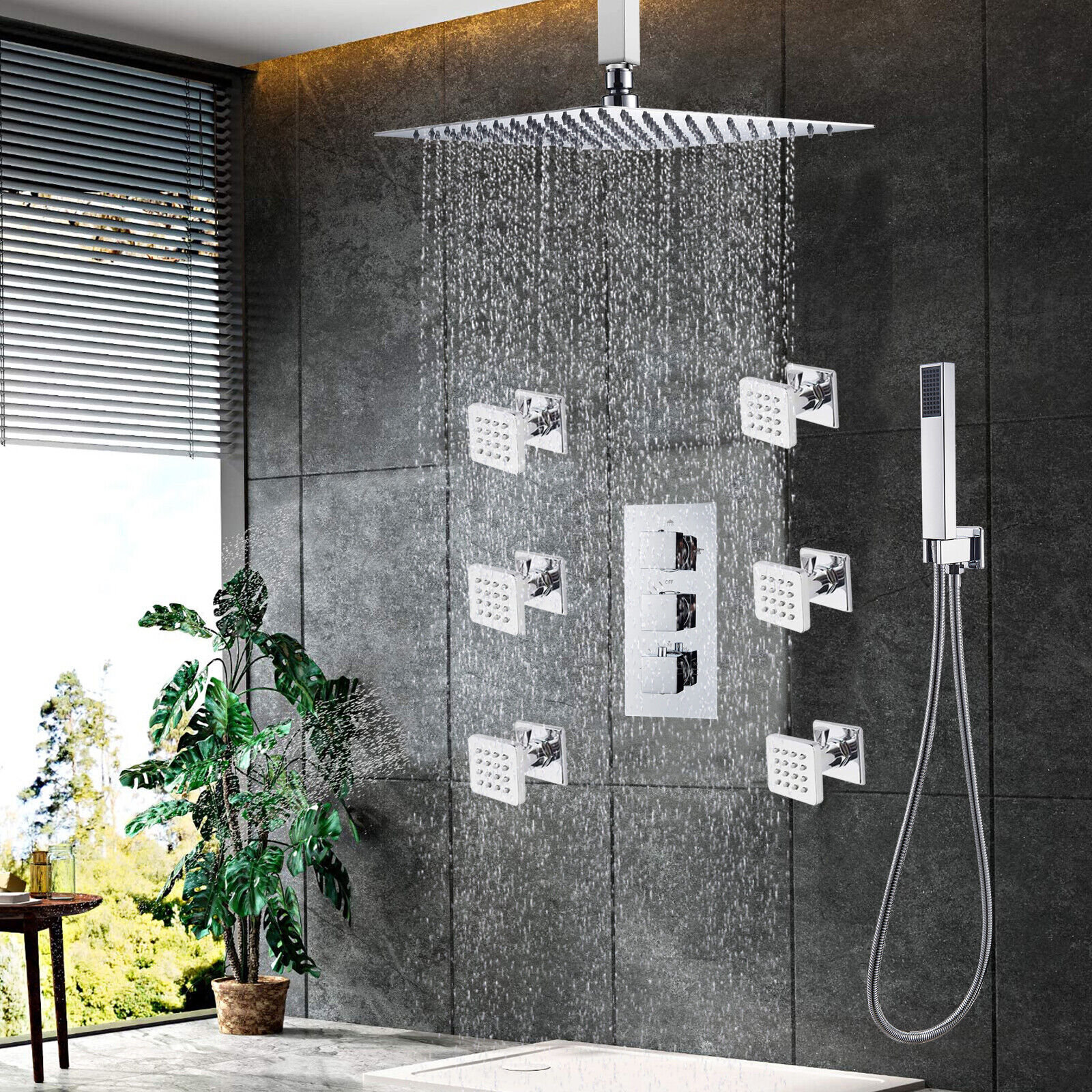 Senlesen Thermostatic Complete Shower System with Rough in-Valve | Wayfair