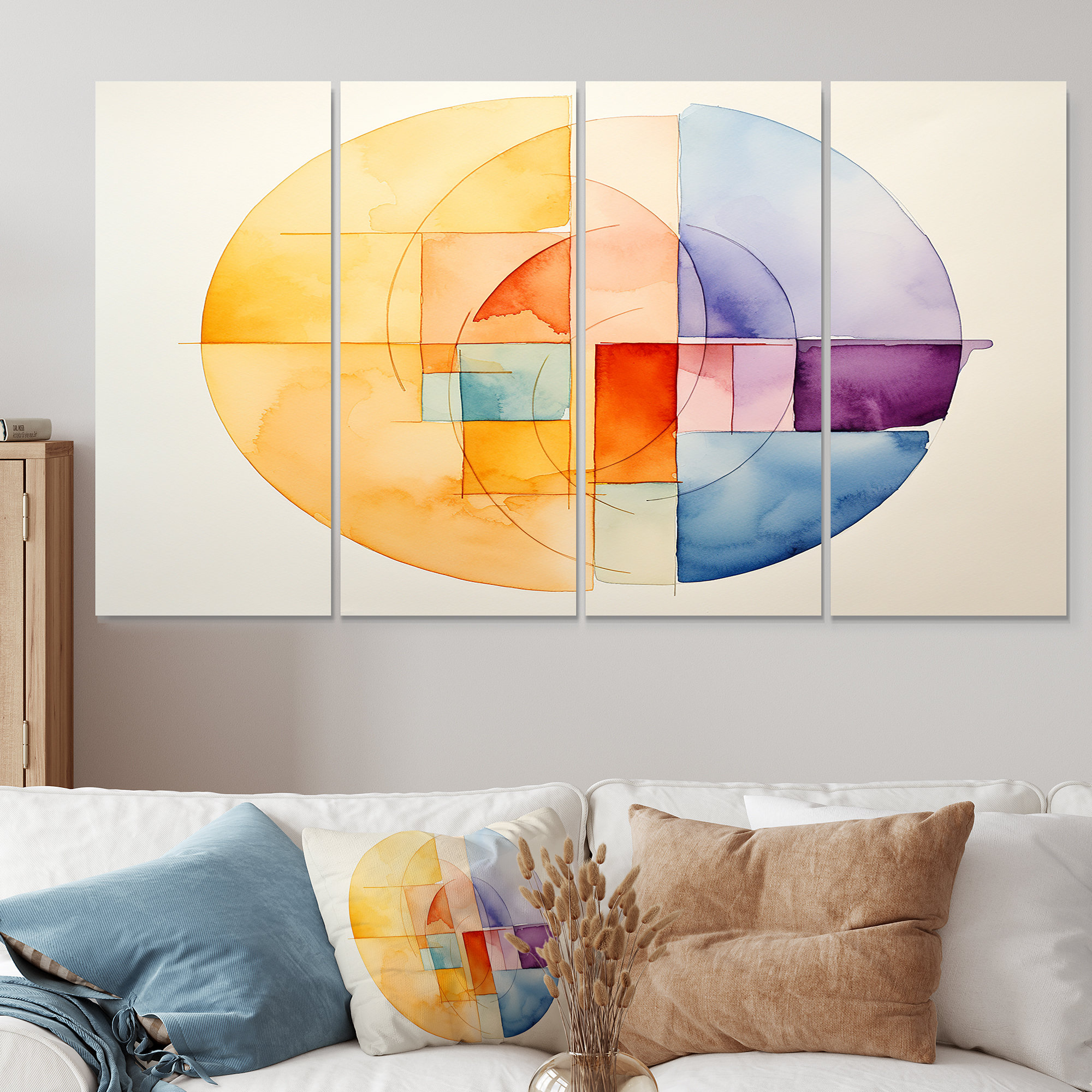 Ivy Bronx Pastel Color Geometric Ink Collage I - Abstract Geometric 4 ...