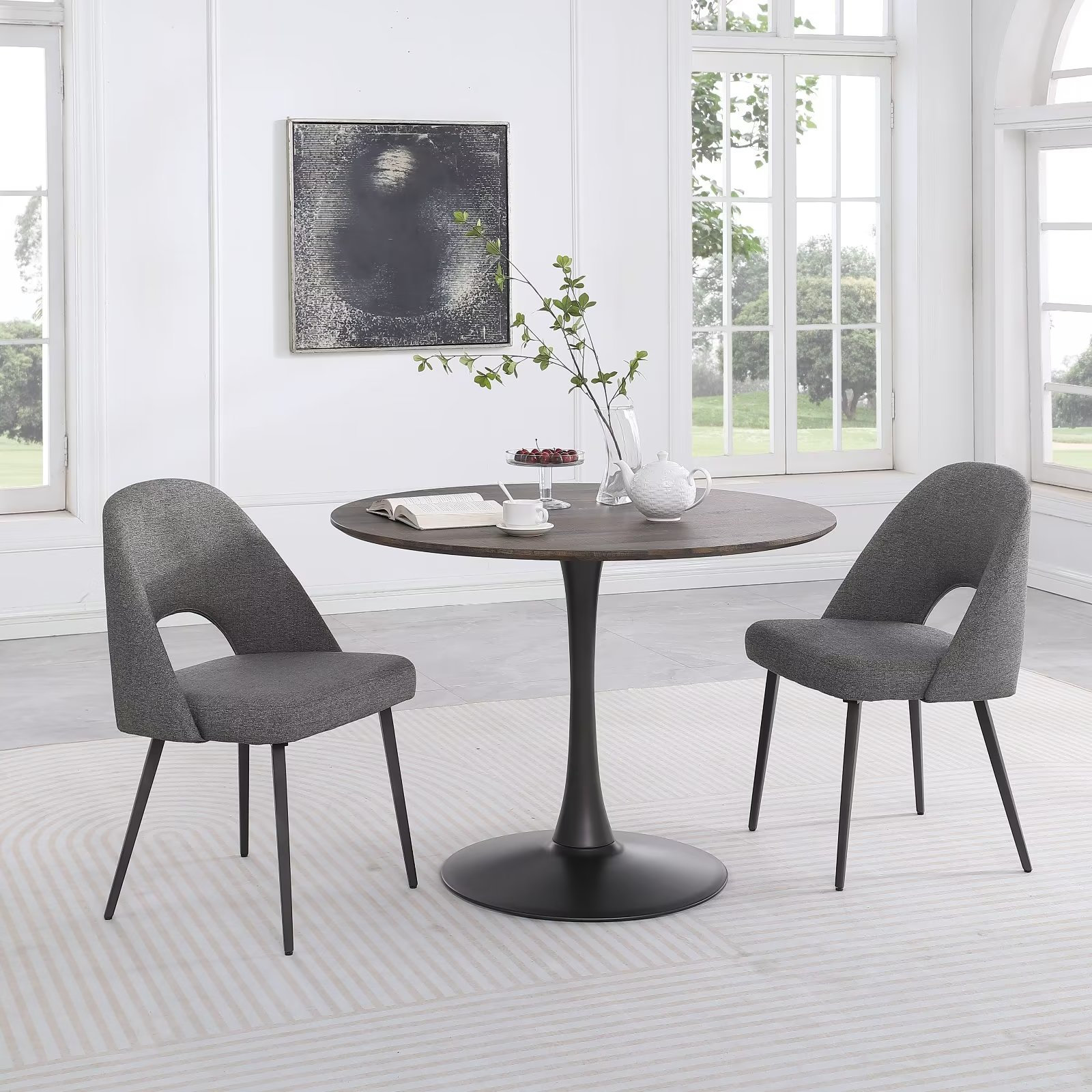 Corrigan Studio® Round 42'' Round Dining Table And 2 Dining Chairs ...