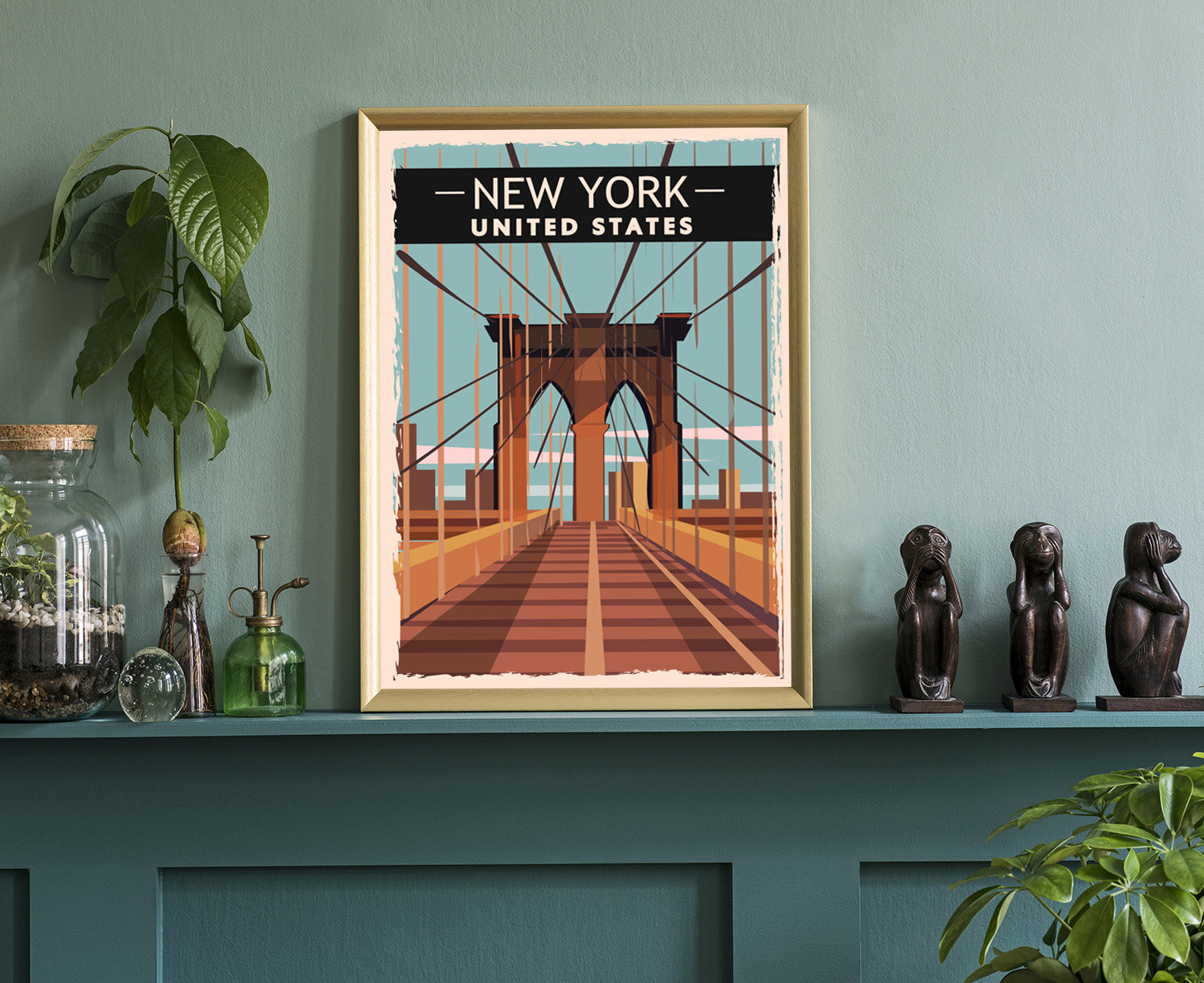 Trinx New York City Retro Style State Travel Poster, Vintage Unframed ...