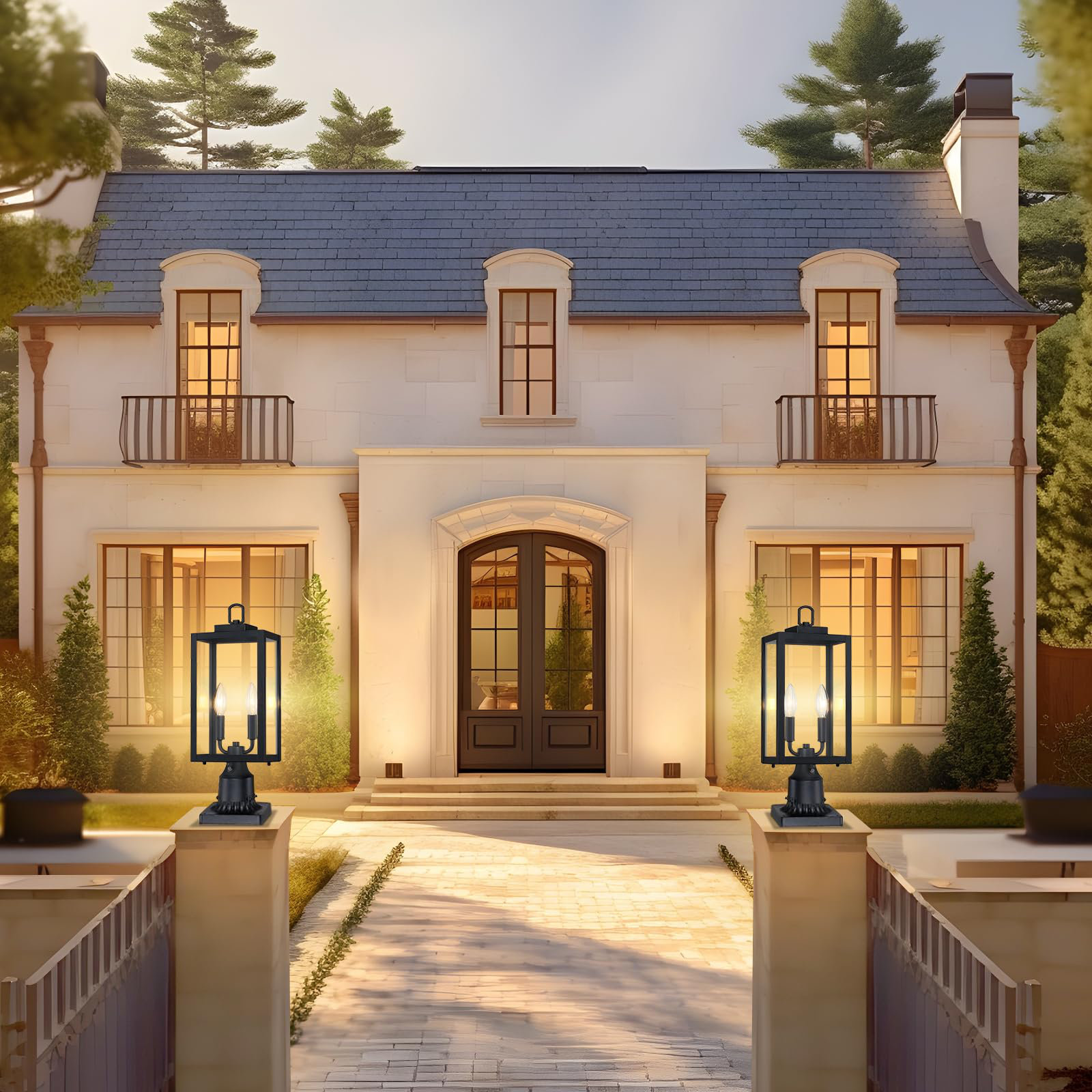 Gracie Oaks 18'' Lamp Post Light Fixture 2-Light Waterproof Modern ...