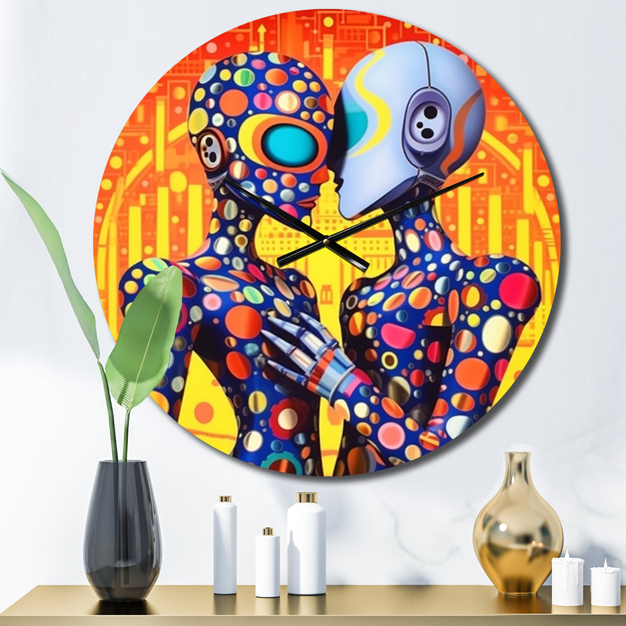 Design Art Retro Robot Couple In Love VI - Robot Wall Clock - Wayfair ...