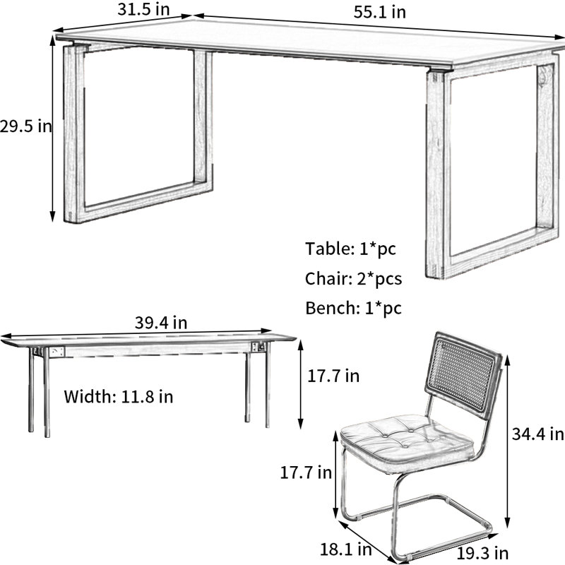 Graceful Nests Furnishings Retro Large Slate Dining Set | Wayfair
