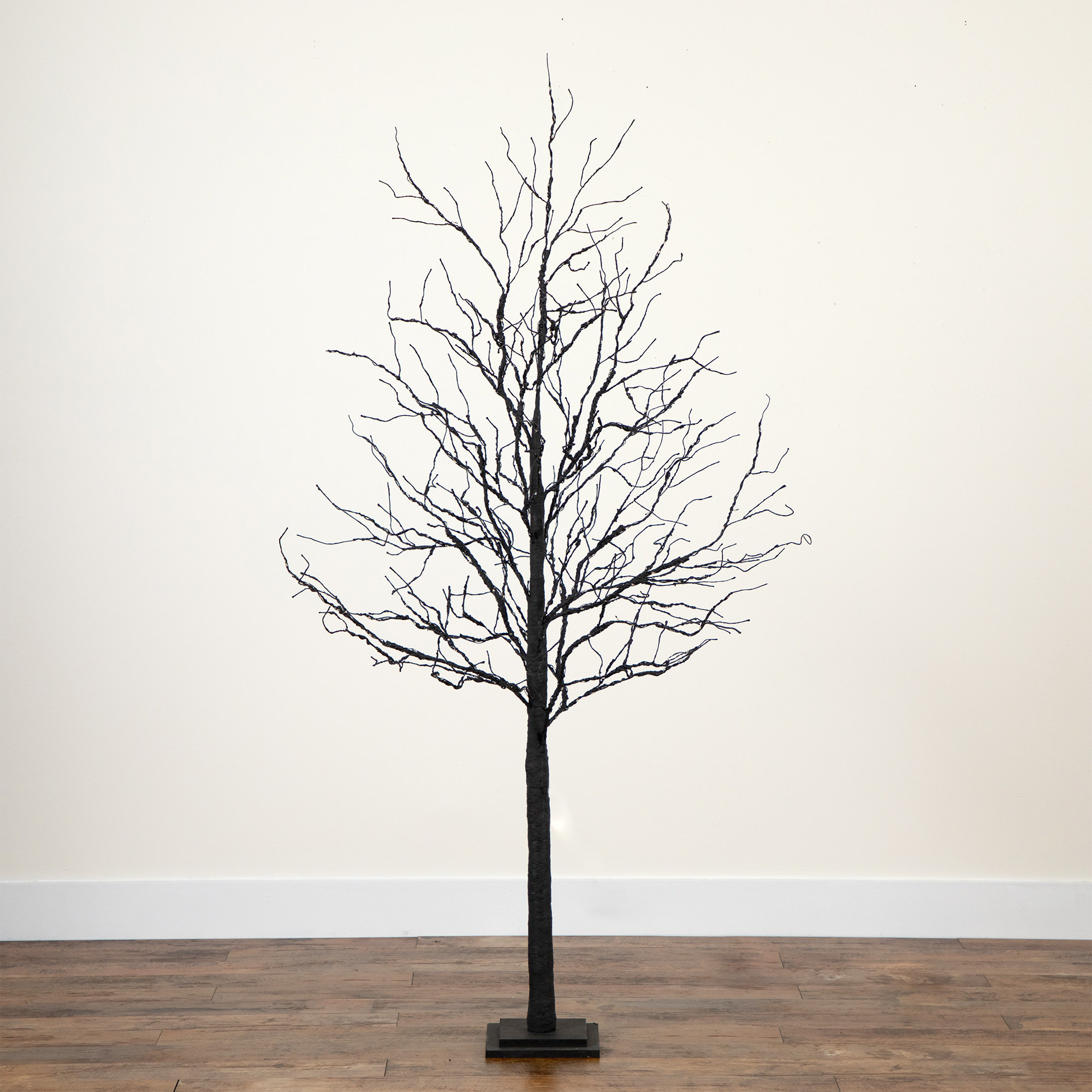 Primrue 6ft. Pre-Lit Halloween Deluxe Black Twig Artificial Fall Tree ...