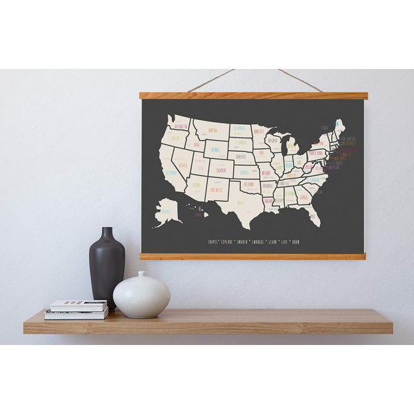 August Grove® The United States Push Pin Map Framed Print | Wayfair