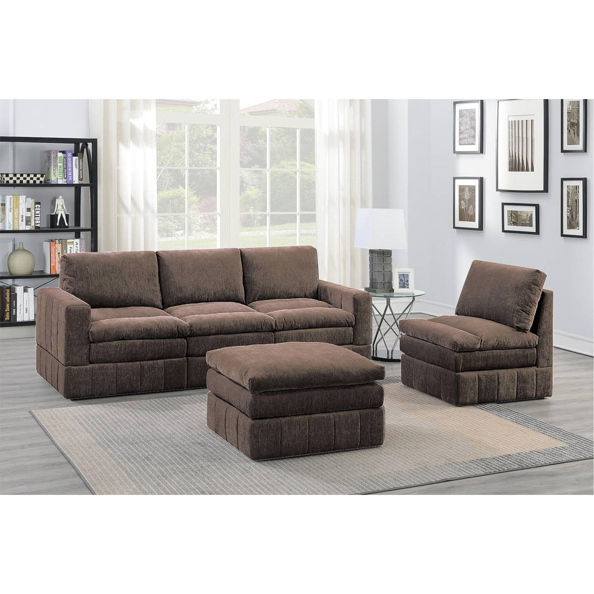 Latitude Run® Contemporary 5Pc Set Modular Sofa Set 2X One Arm Chair ...