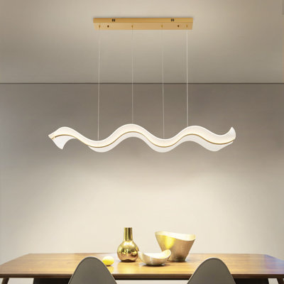 Mercer41 3000K LED Gold Modern Linear Pendant Light Fixture | Wayfair