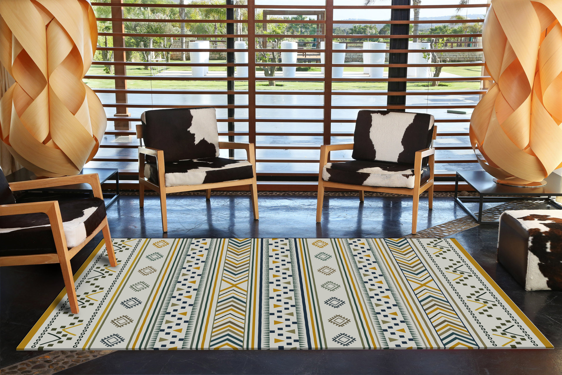 Foundry Select Multi-Colored Geometric Patterned Modern Decorative Rug ...
