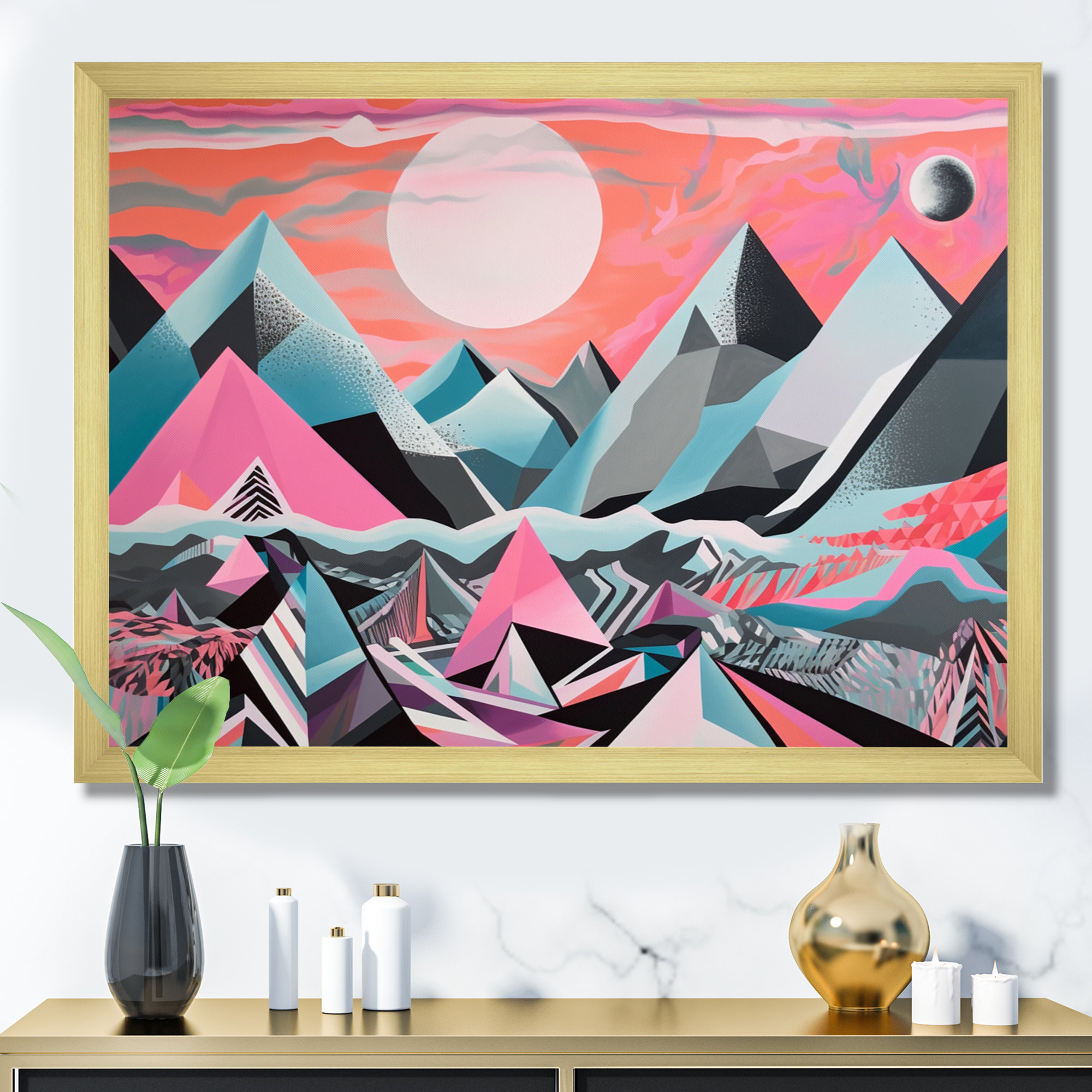 Millwood Pines Desaree Pink Sharp Mountains On Canvas Print | Wayfair