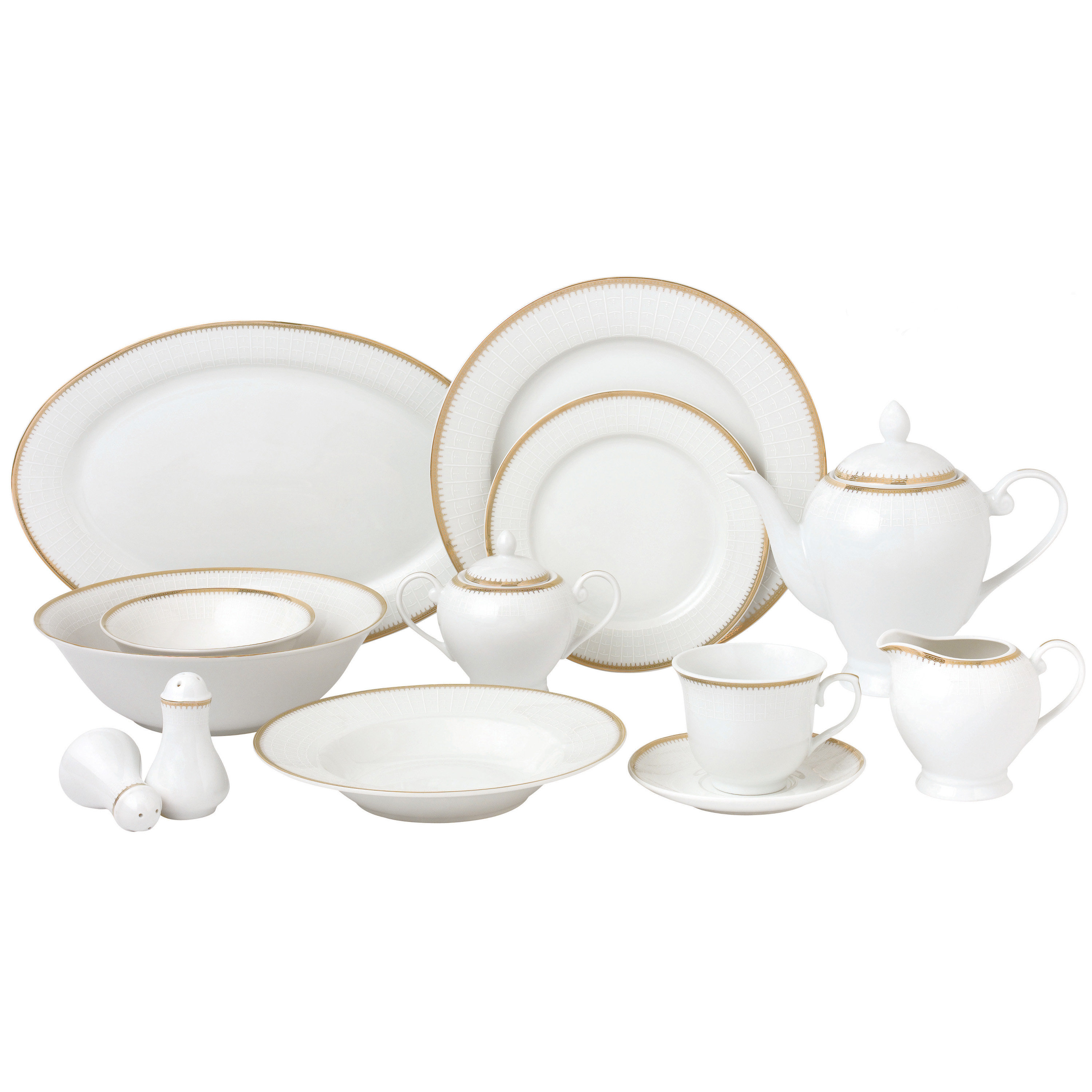 Lorren Home Trends 57 Piece Dinnerware Set, Service for 8 & Reviews ...