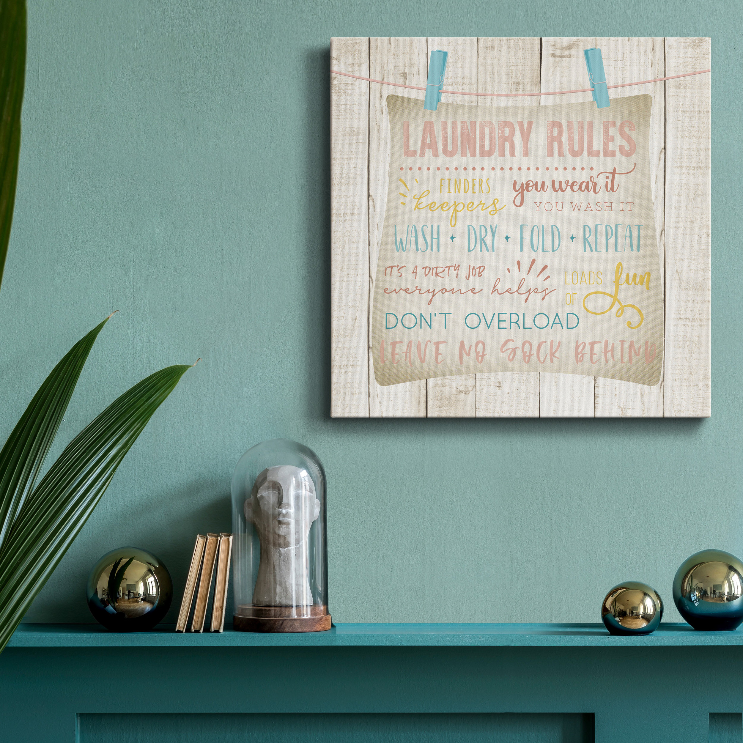 Gracie Oaks Laundry Rules - Wrapped Canvas Textual Art Print | Wayfair