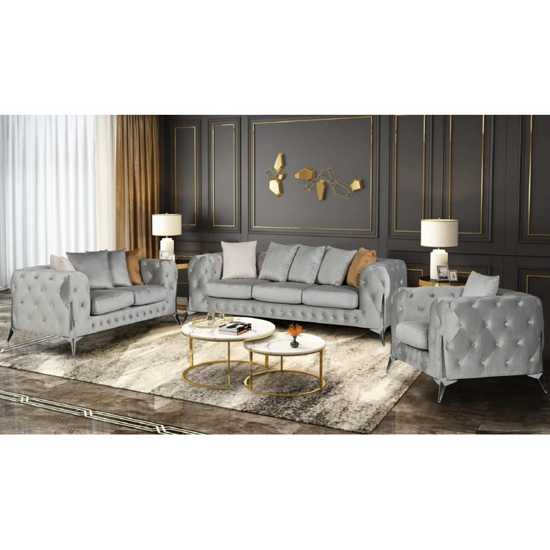Everly Quinn Matrix Sofa Set with Loveseat and 3 Seater Sofa Zhanna ...