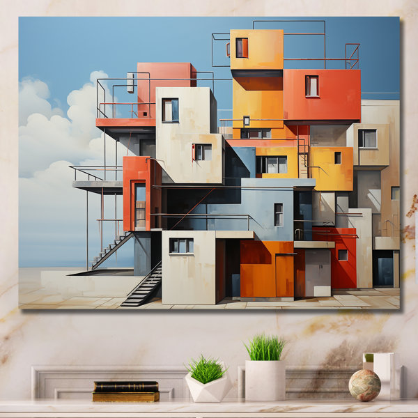 DesignArt " Colorful Cubic City De Stijil I " | Wayfair